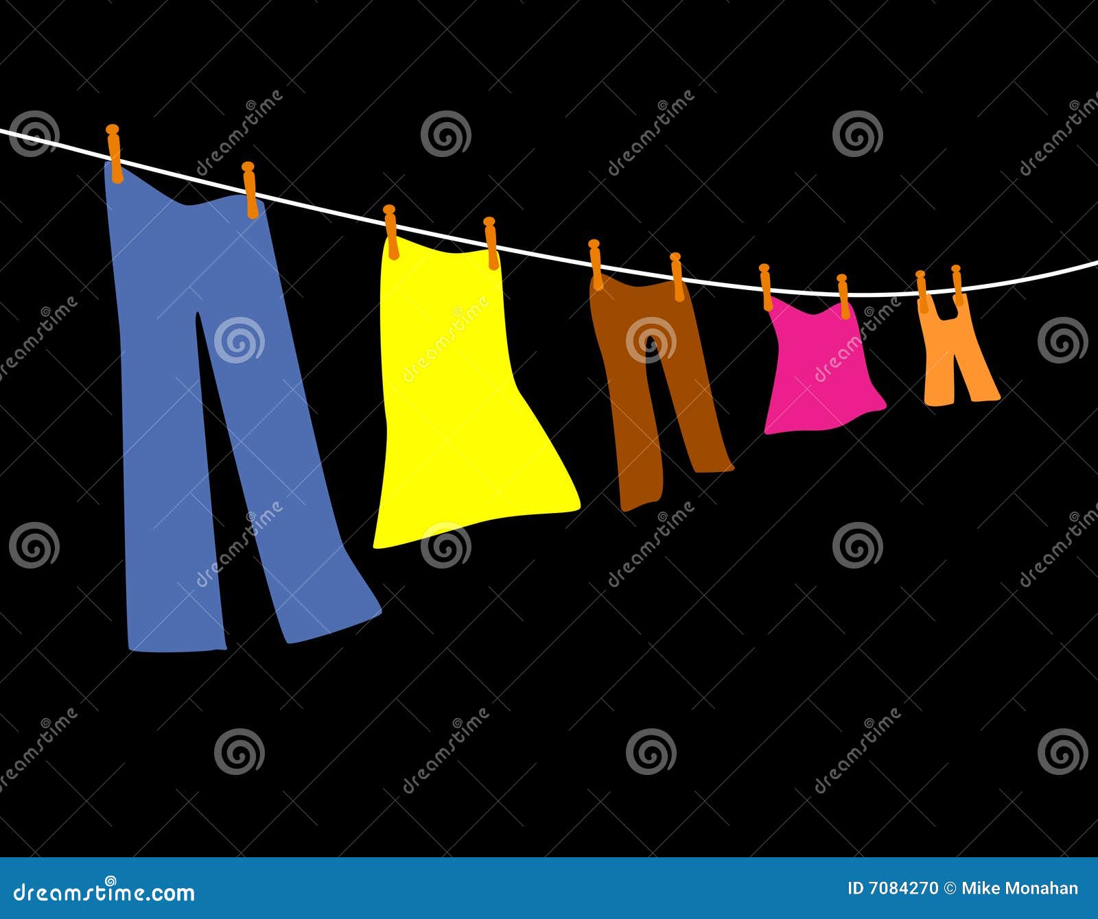 Clothes hanging on a line stock vector. Illustration of yellow - 7084270
