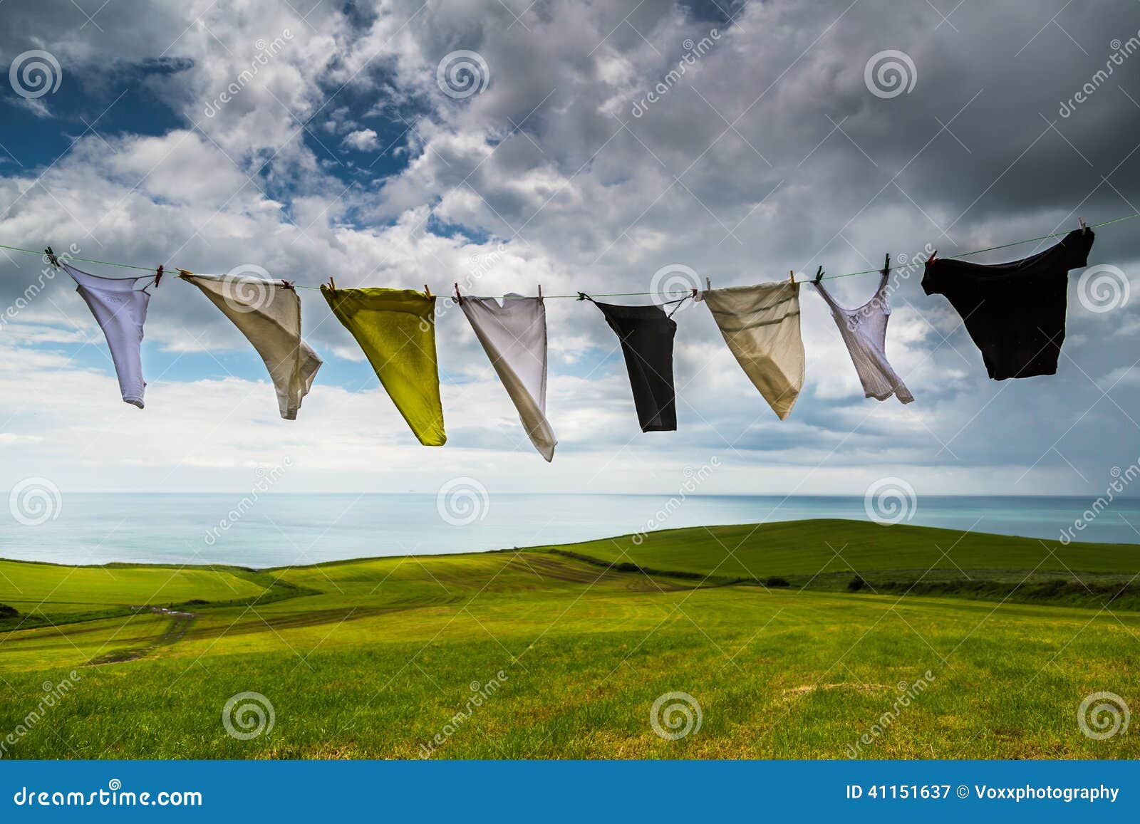 Clothes hanging on line stock image. Image of pegs, fresh - 41151637