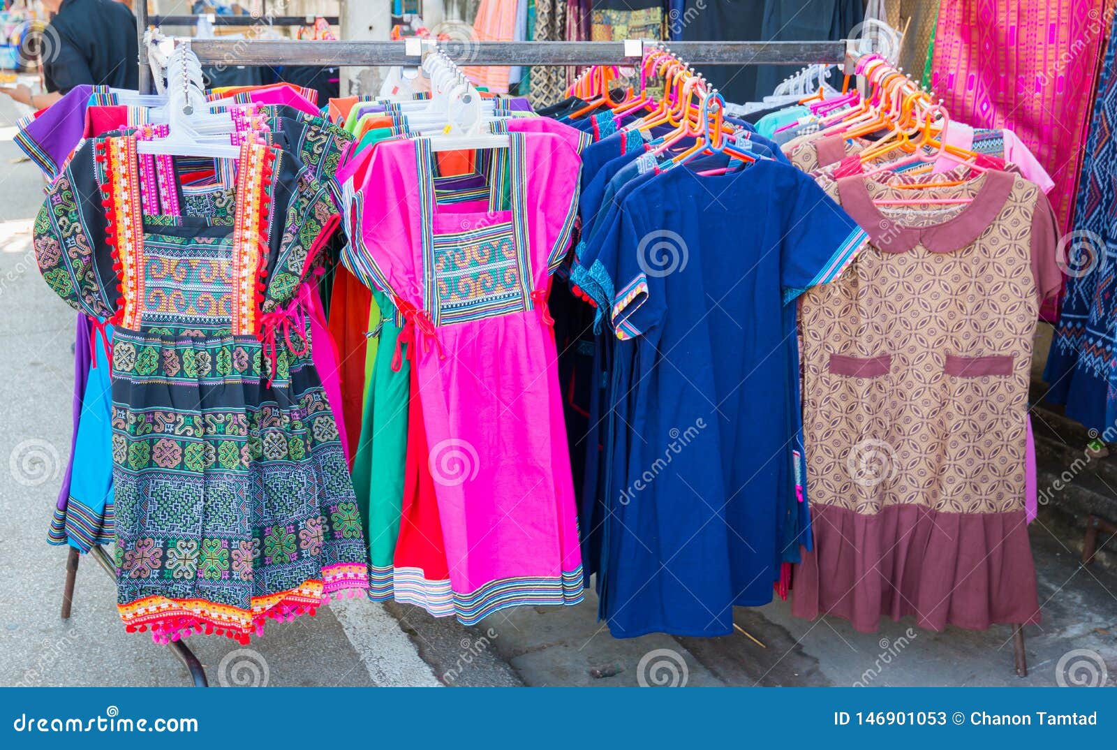 Clothes Hanging on a Rack in a Shopping Mall Stock Image - Image of ...