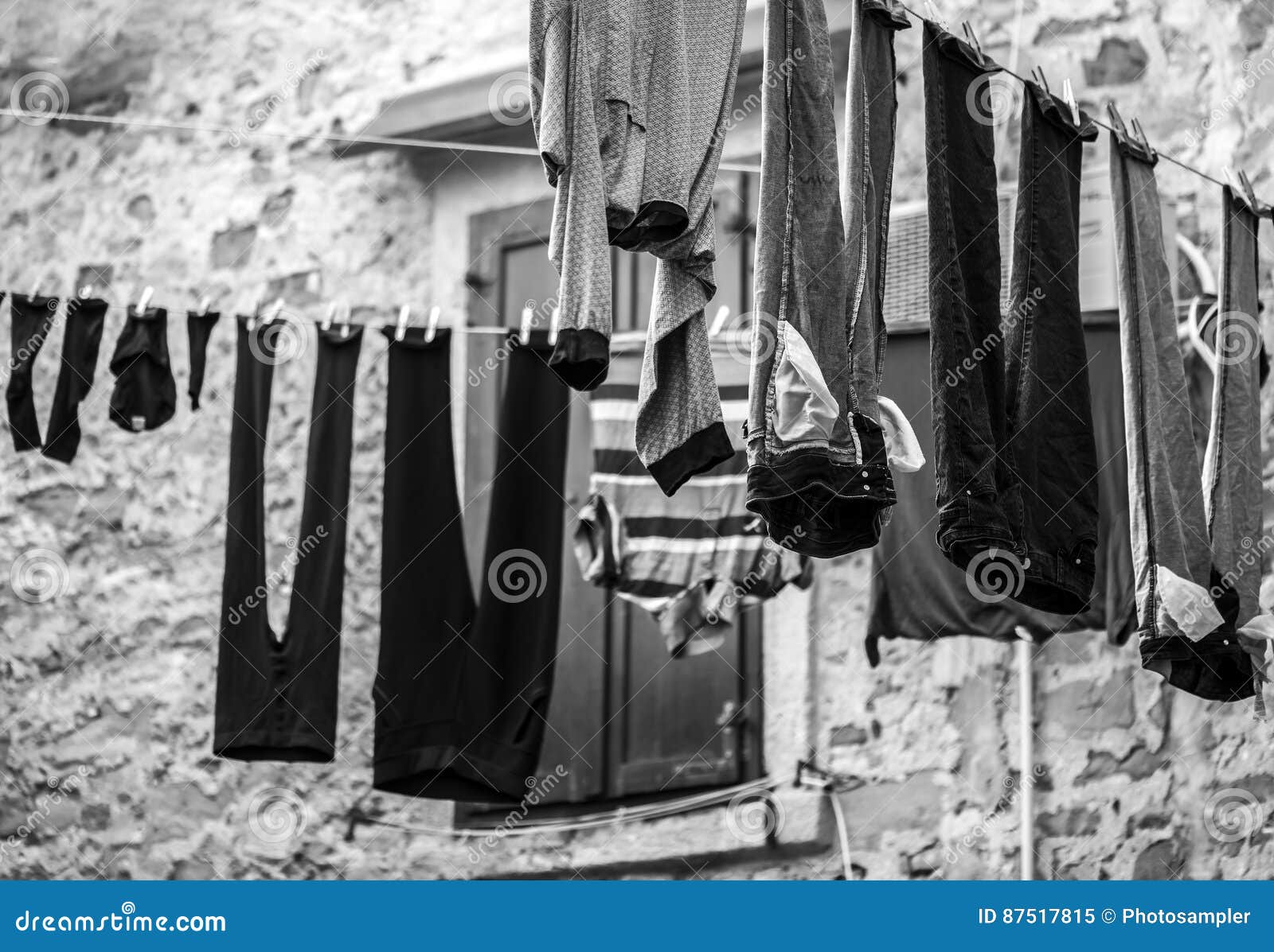 Clothes Hanging on Ropes and Drying Stock Image - Image of laundry ...