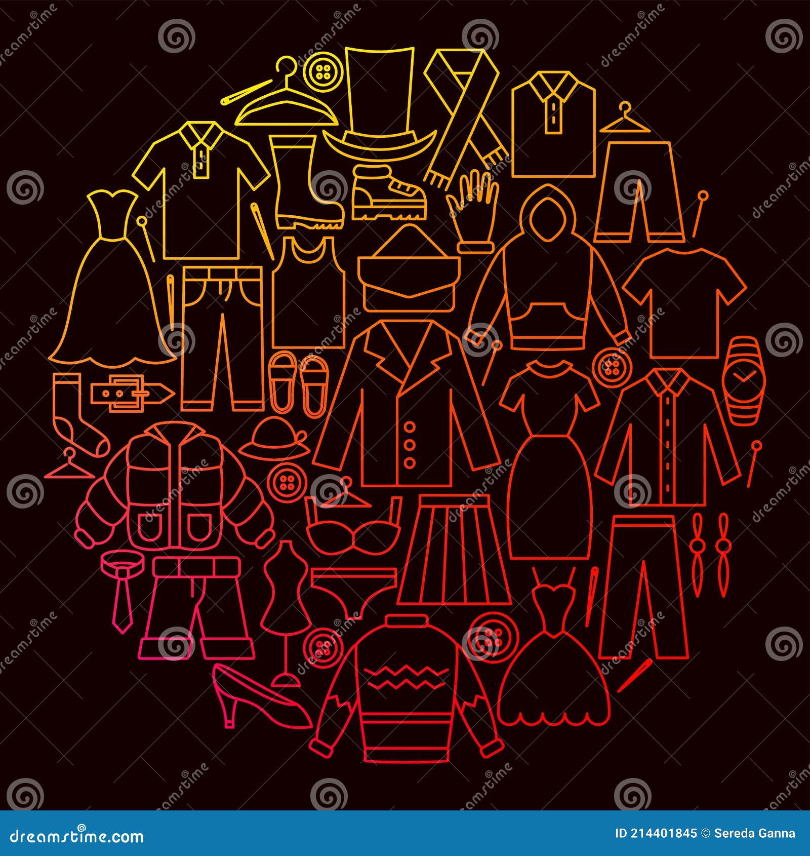 Clothes Icon Circle Concept Stock Vector - Illustration of female ...