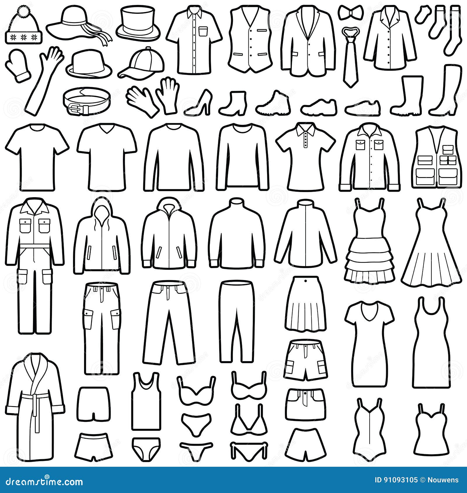 Clothes Vector Line Illustration Stock Vector - Illustration of suit ...