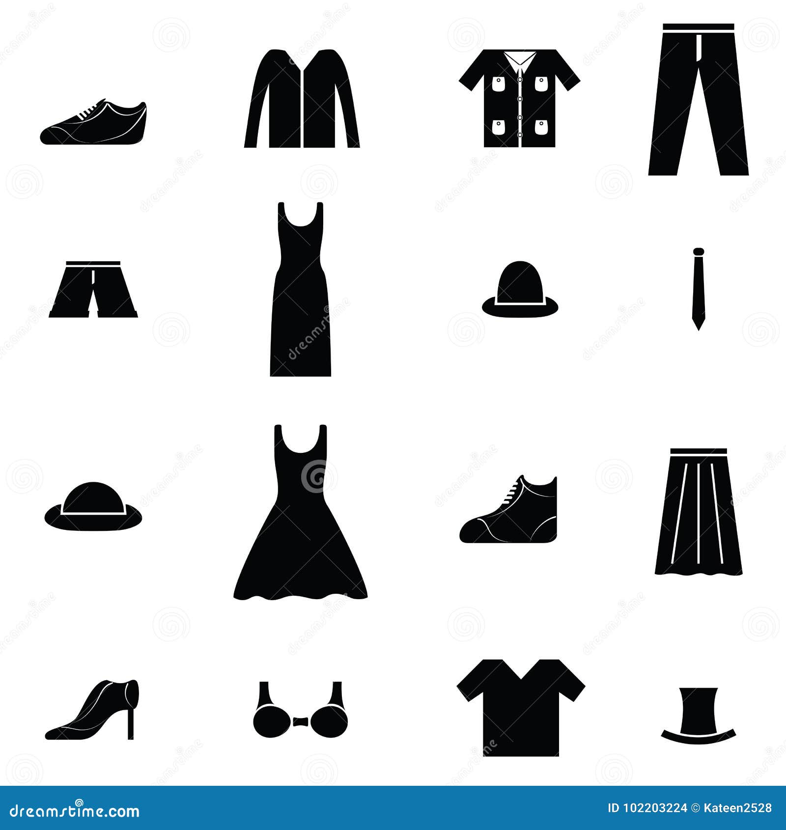 Clothes icon set stock vector. Illustration of accessories - 102203224