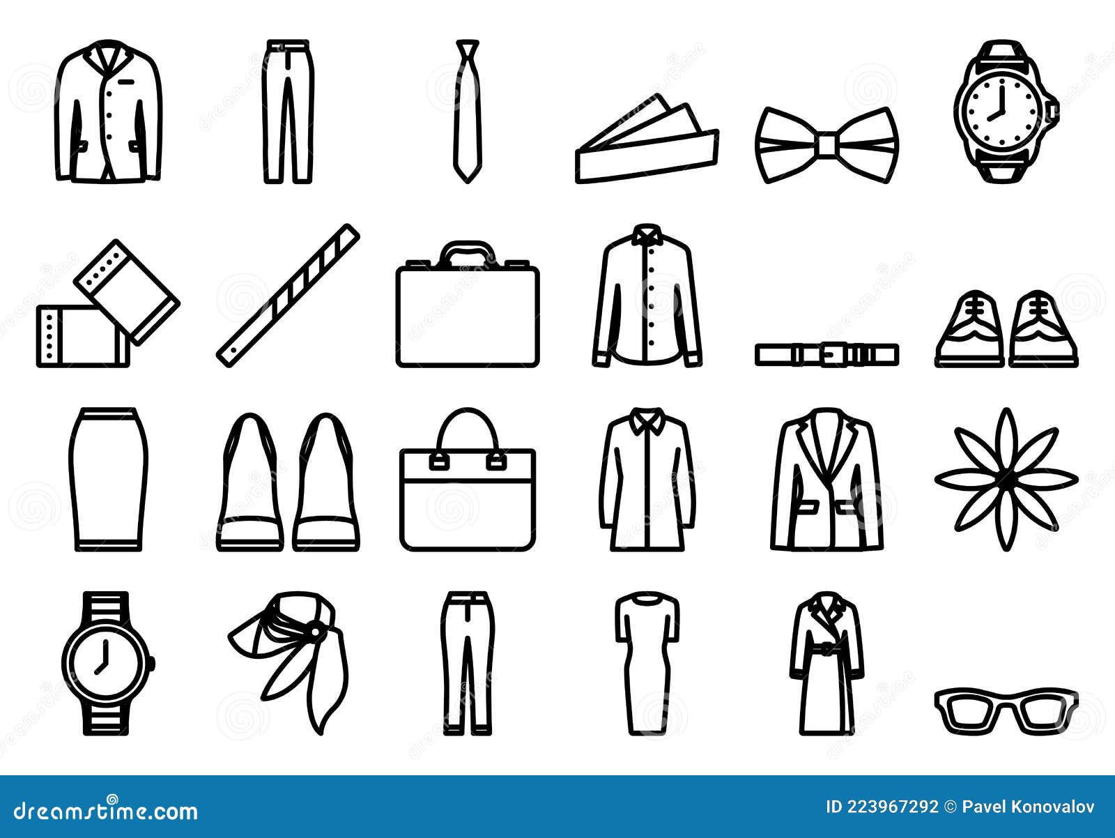 Clothes Icon Set stock vector. Illustration of cufflinks - 223967292