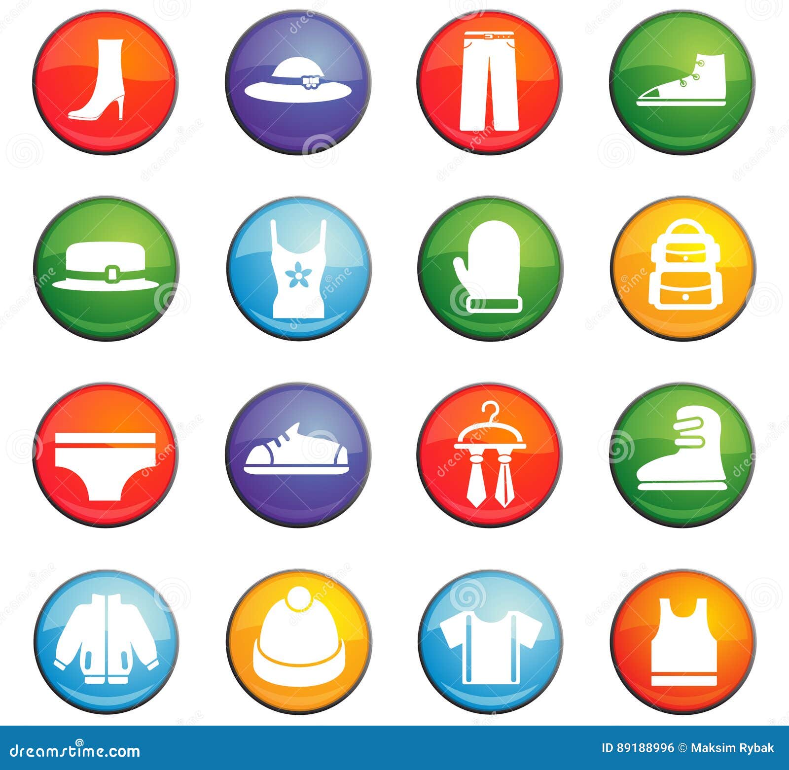 Clothes icon set stock illustration. Illustration of trousers - 89188996
