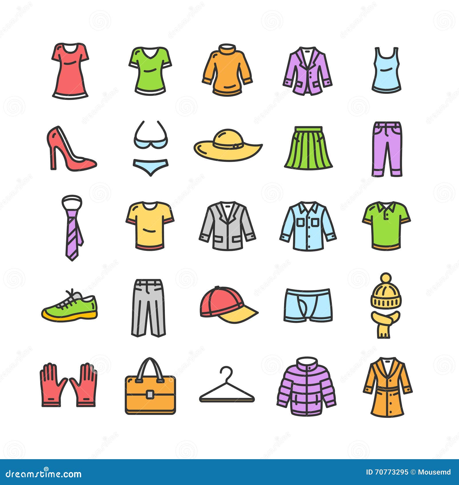 Clothes Icon Set. Vector stock vector. Illustration of casual - 70773295