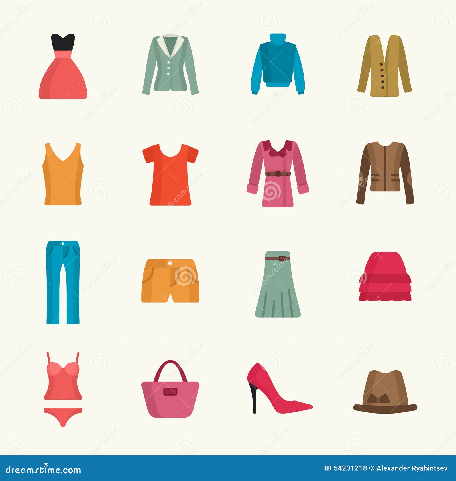 Clothes icon set stock vector. Illustration of sticker - 54201218