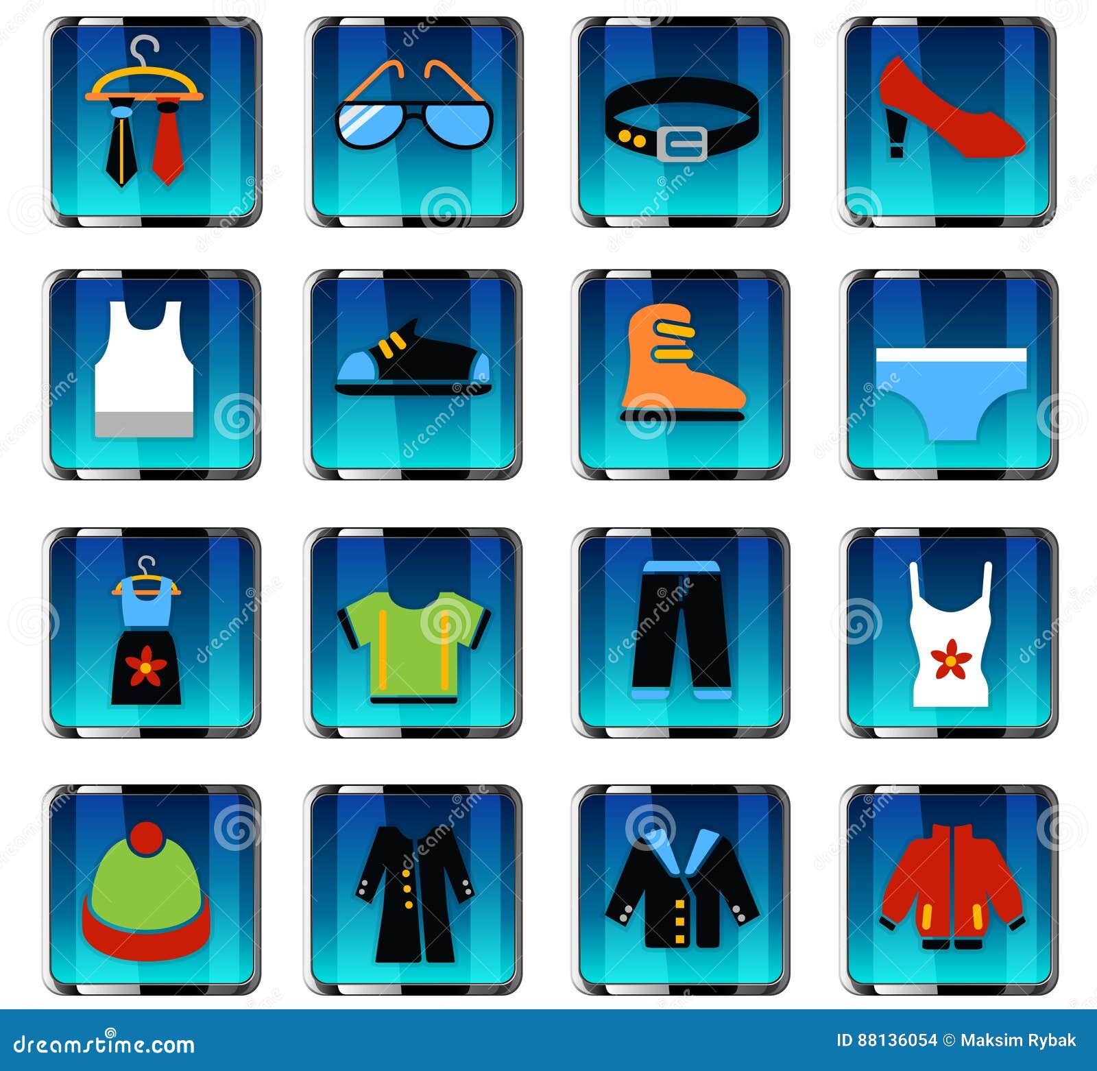 Clothes icon set stock illustration. Illustration of trousers - 88136054