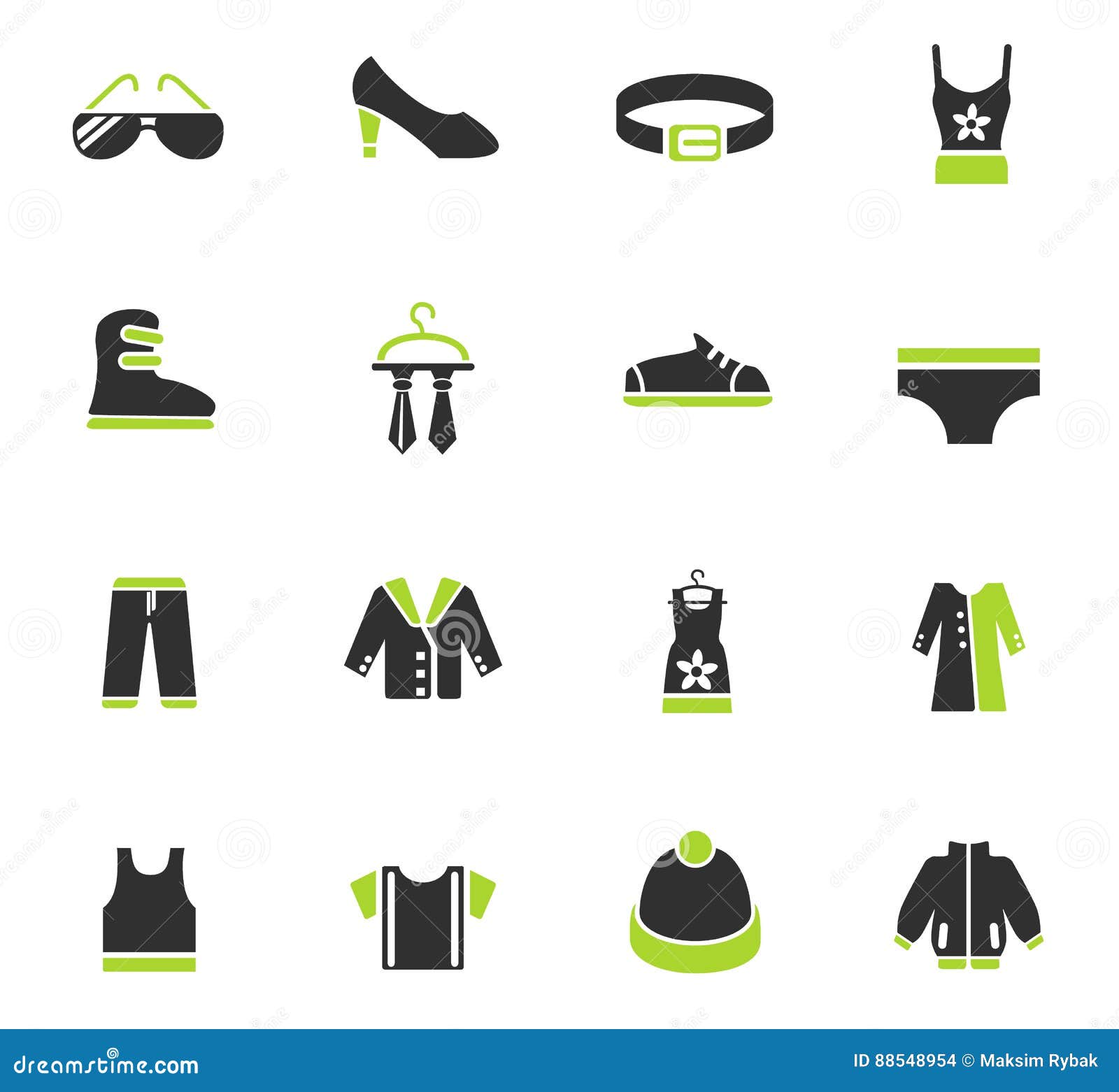 Clothes icon set stock illustration. Illustration of icons - 88548954