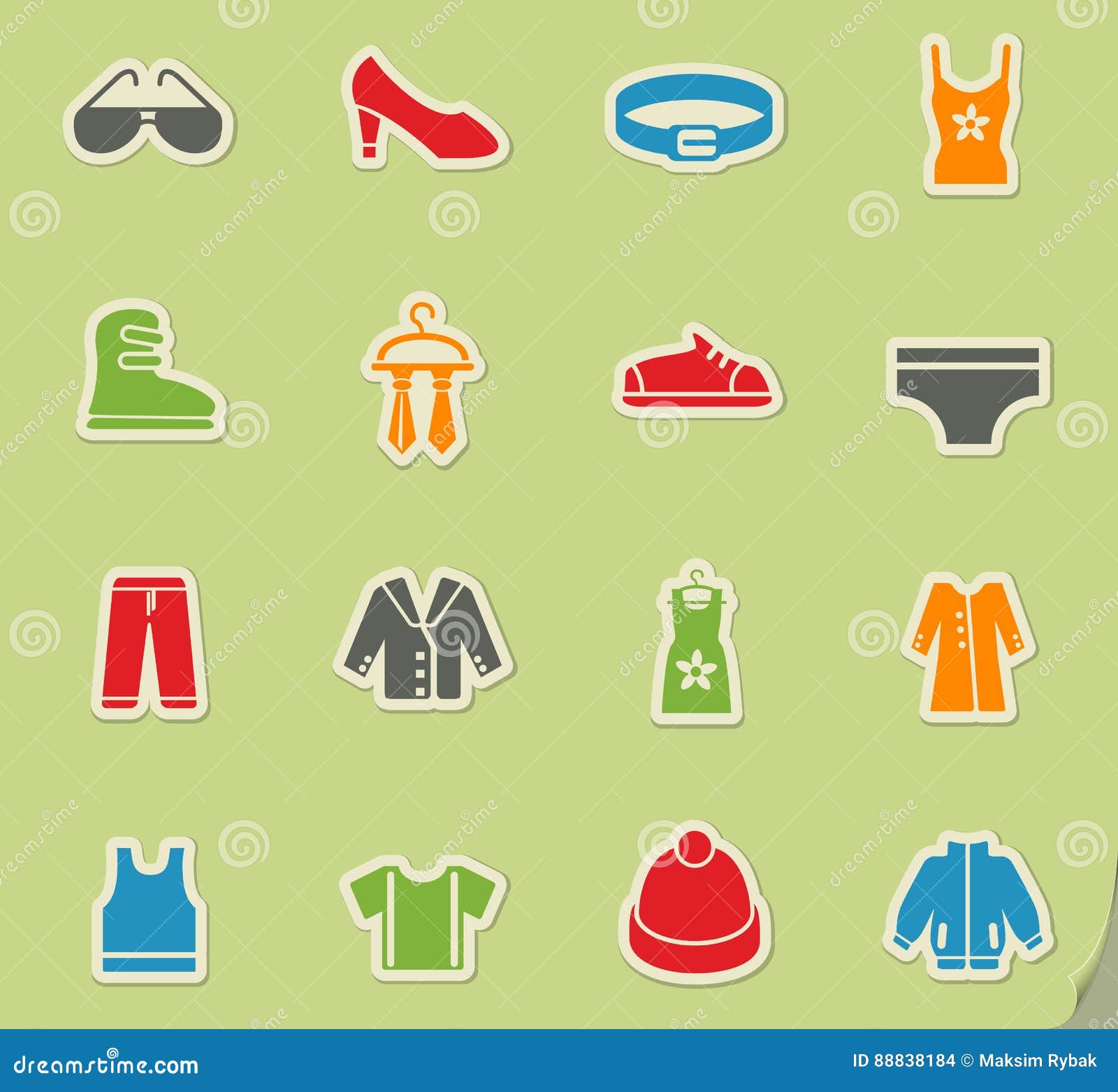 Clothes icon set stock illustration. Illustration of accessories - 88838184