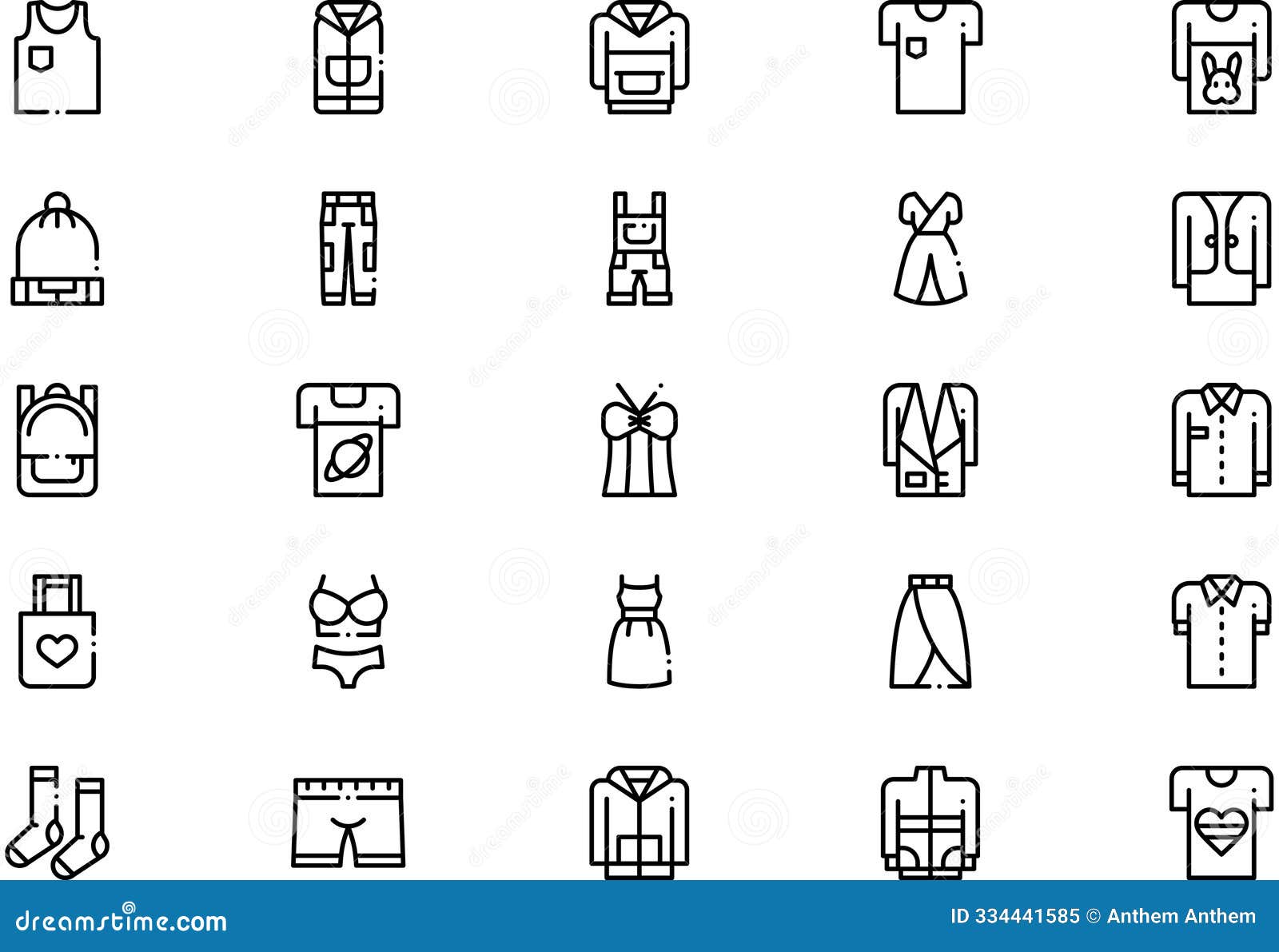 Clothes Icons Collection is a Vector Illustration with Editable Stroke ...
