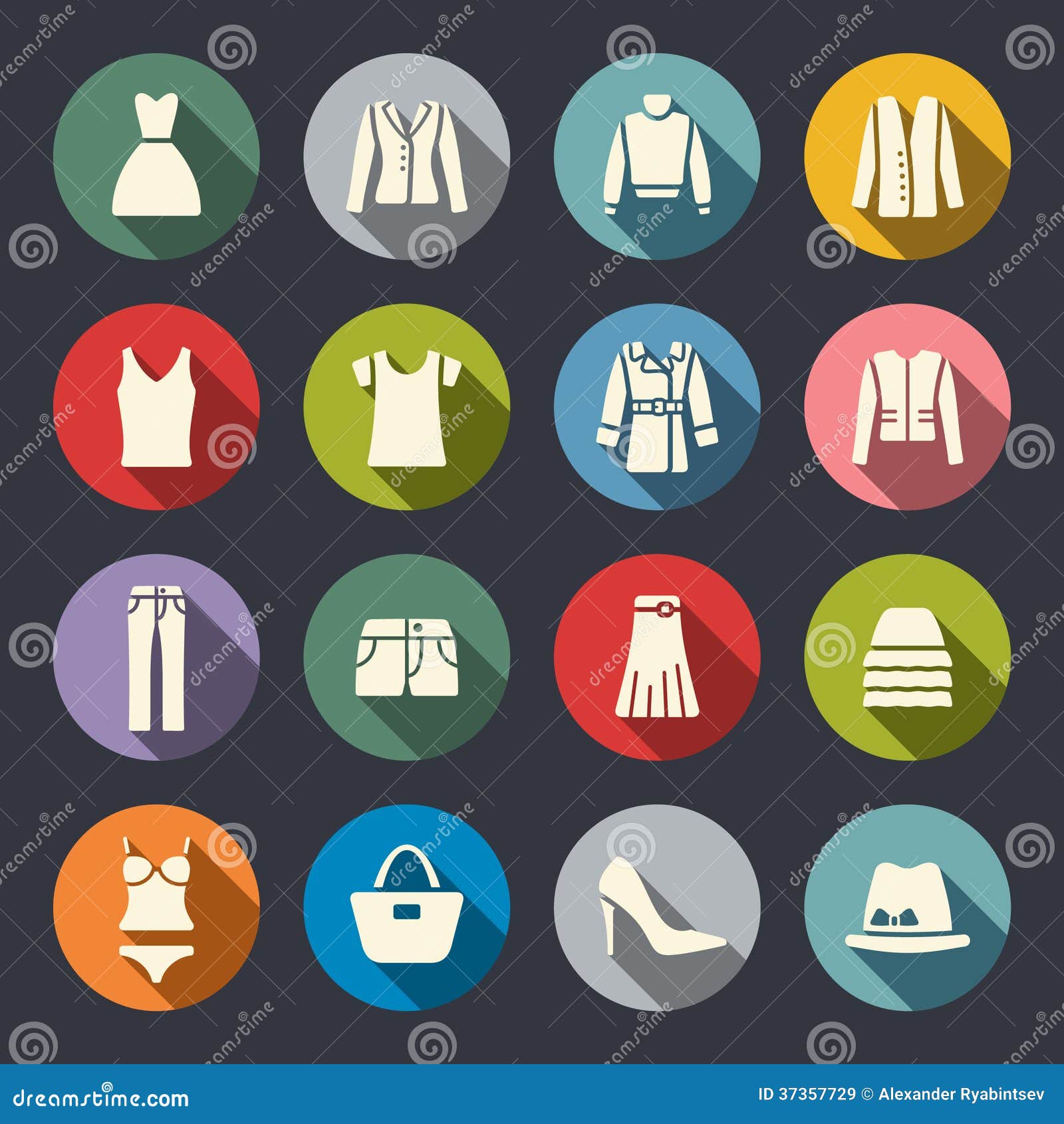 Clothes icons set stock vector. Illustration of plane - 37357729