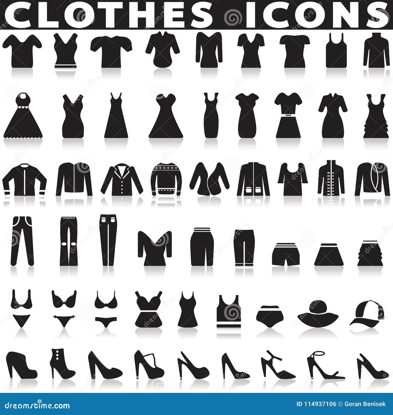 Clothes Set Icons In Flat Style. Big Collection Of Clothes Symbol ...