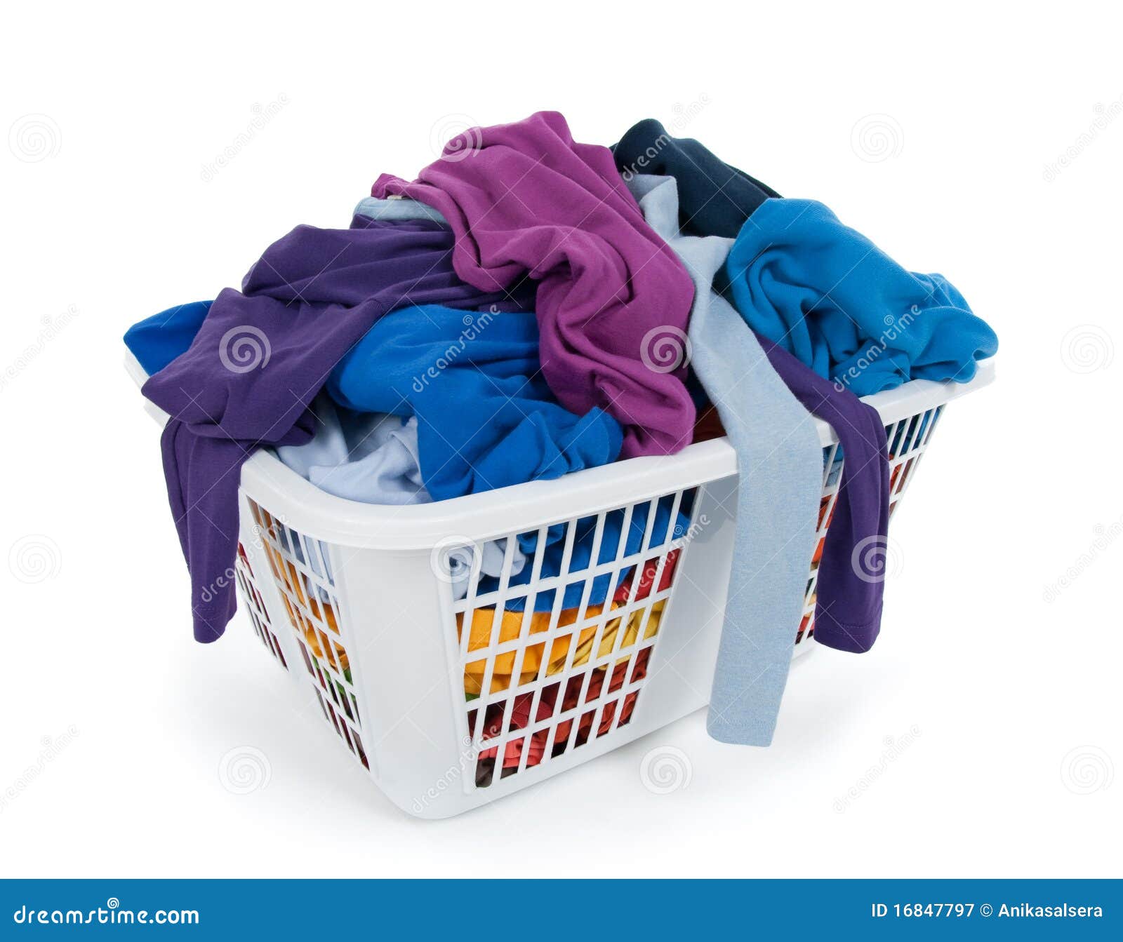 Clothes in Laundry Basket. Blue, Indigo, Purple. Stock Image - Image of ...