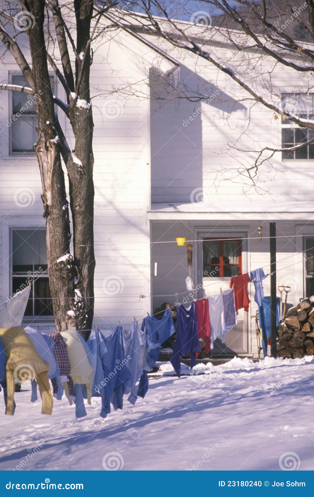 Laundry Line With White Clothes And Green Nature Background. Stock ...