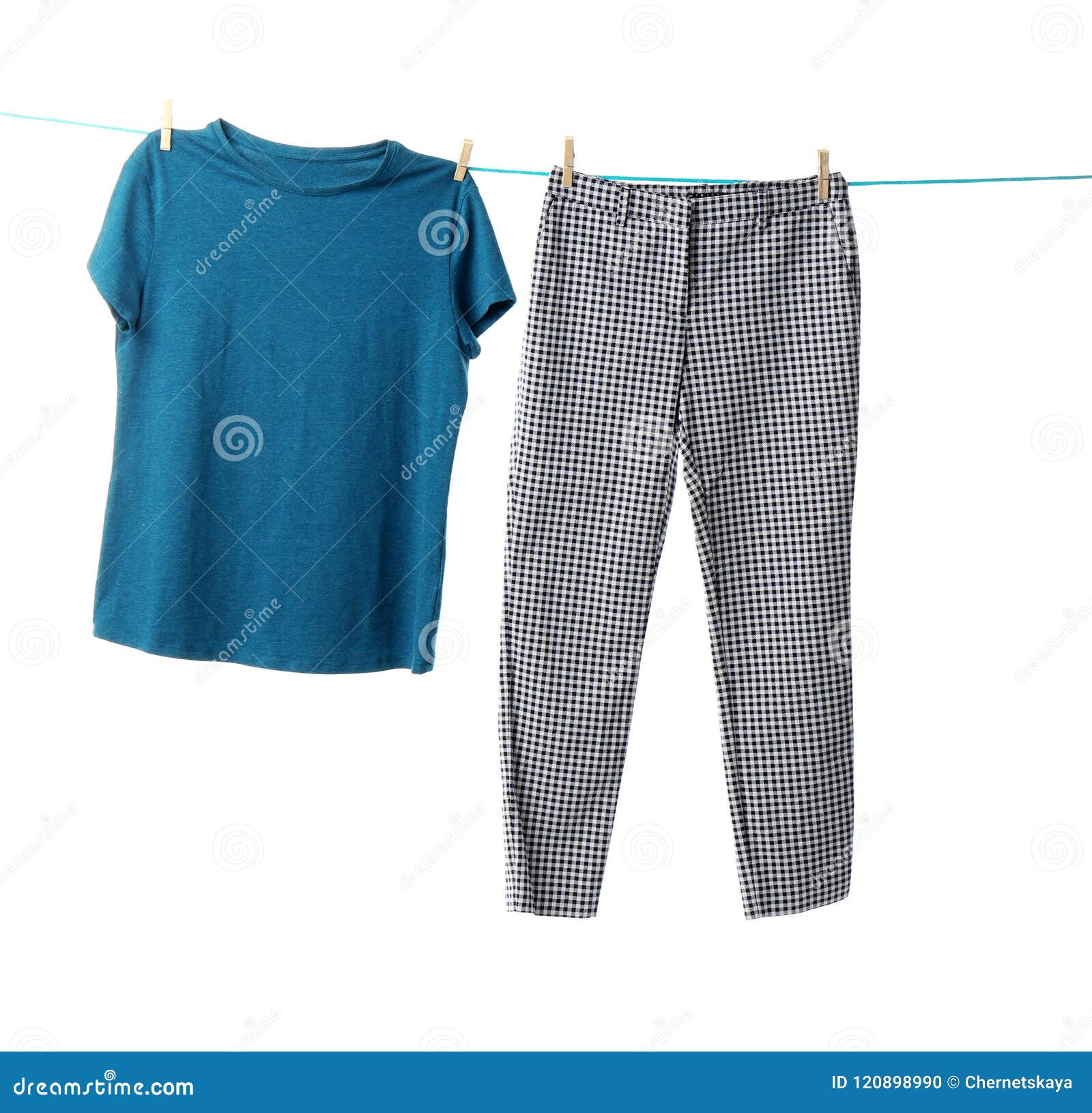 Clothes on laundry line stock photo. Image of object - 120898990