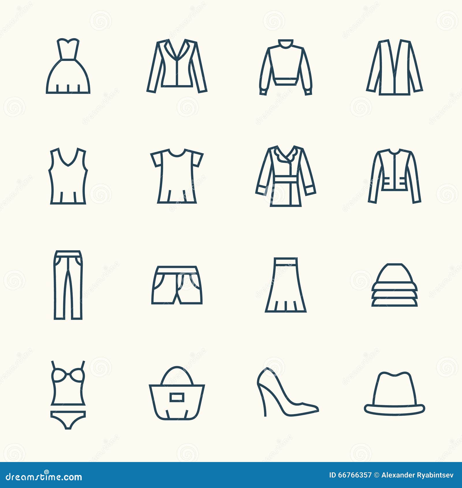 Clothes line icon set stock vector. Illustration of silhouette - 66766357