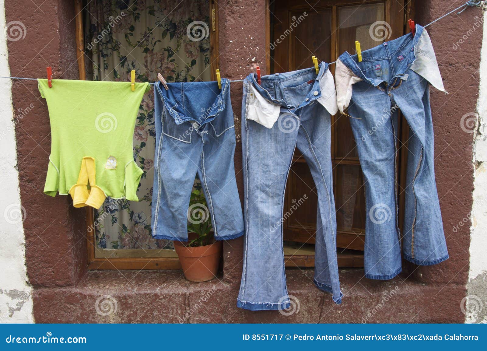Clothes Lying in a Window in Madeira Island Stock Image - Image of ...