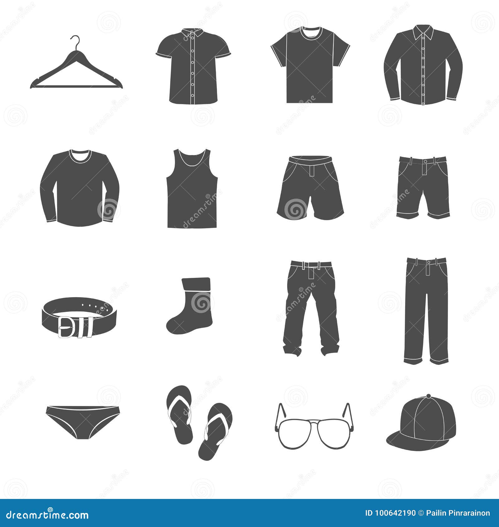 Clothes of Man Icons Set Vector Stock Vector - Illustration of icons ...