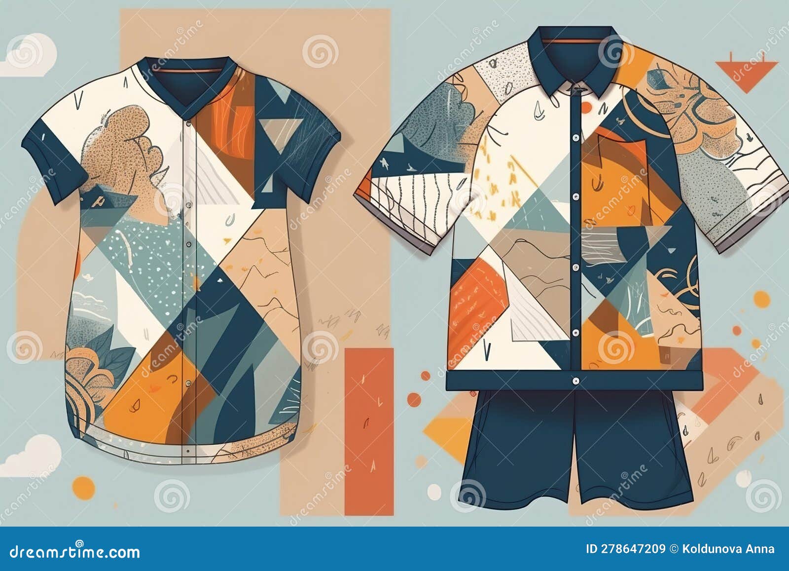 Clothes Mock Up Design with Patchwork Details, Concept of Textile ...