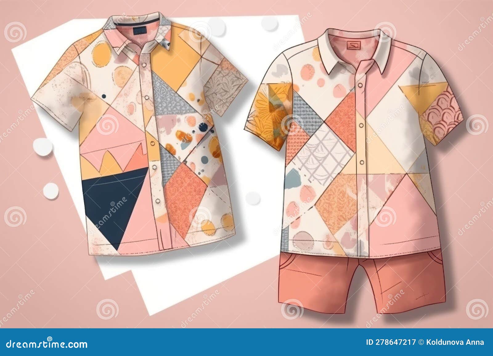 Clothes Mock Up Design with Patchwork Details, Concept of Textile ...