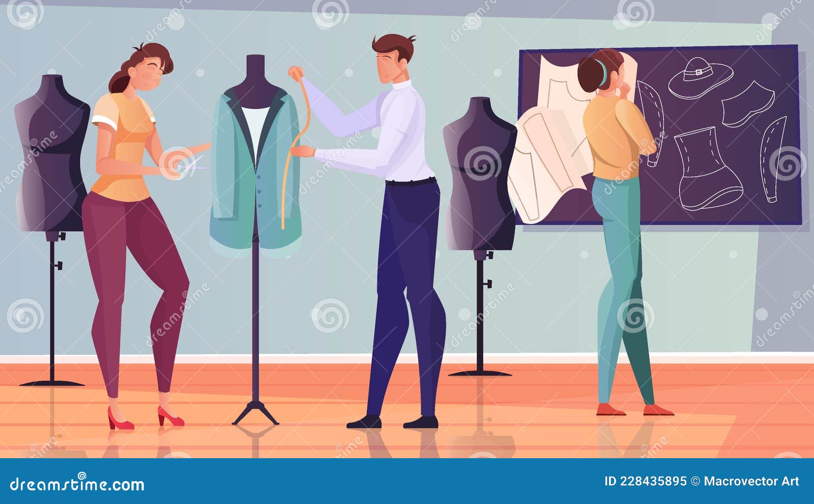 Clothes Modeling Flat Background Stock Vector - Illustration of ...
