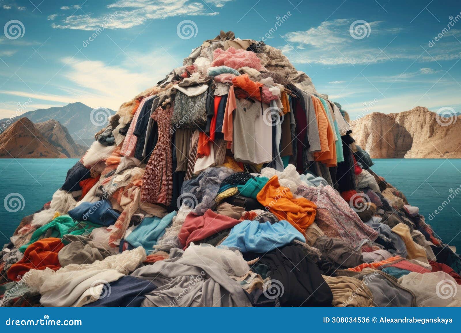 Clothes Mountain Against Lake Stock Illustration - Illustration of ...