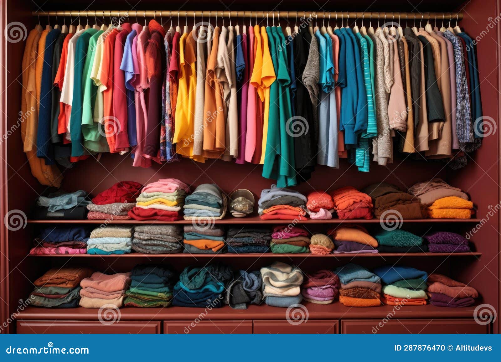 Clothes Organized by Color in a Closet Stock Illustration ...