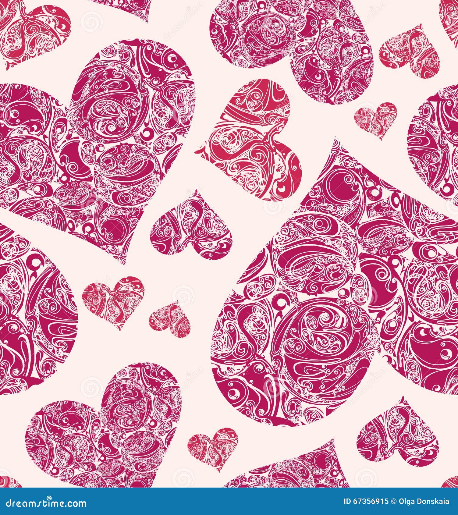 Clothes Pattern with Red Decorative Hearts. Vector Illustration Stock ...