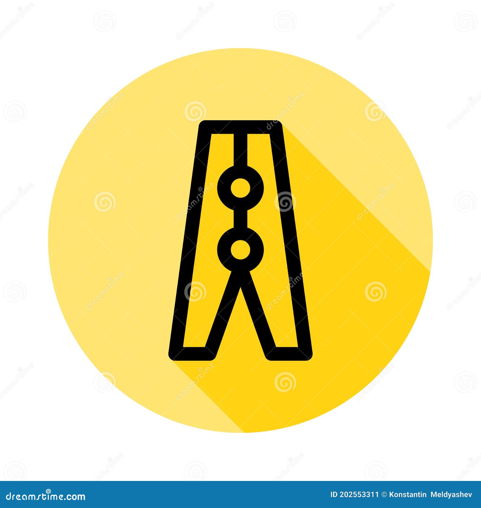 Clothes Peg Outline Icon in Long Shadow Style Stock Illustration ...