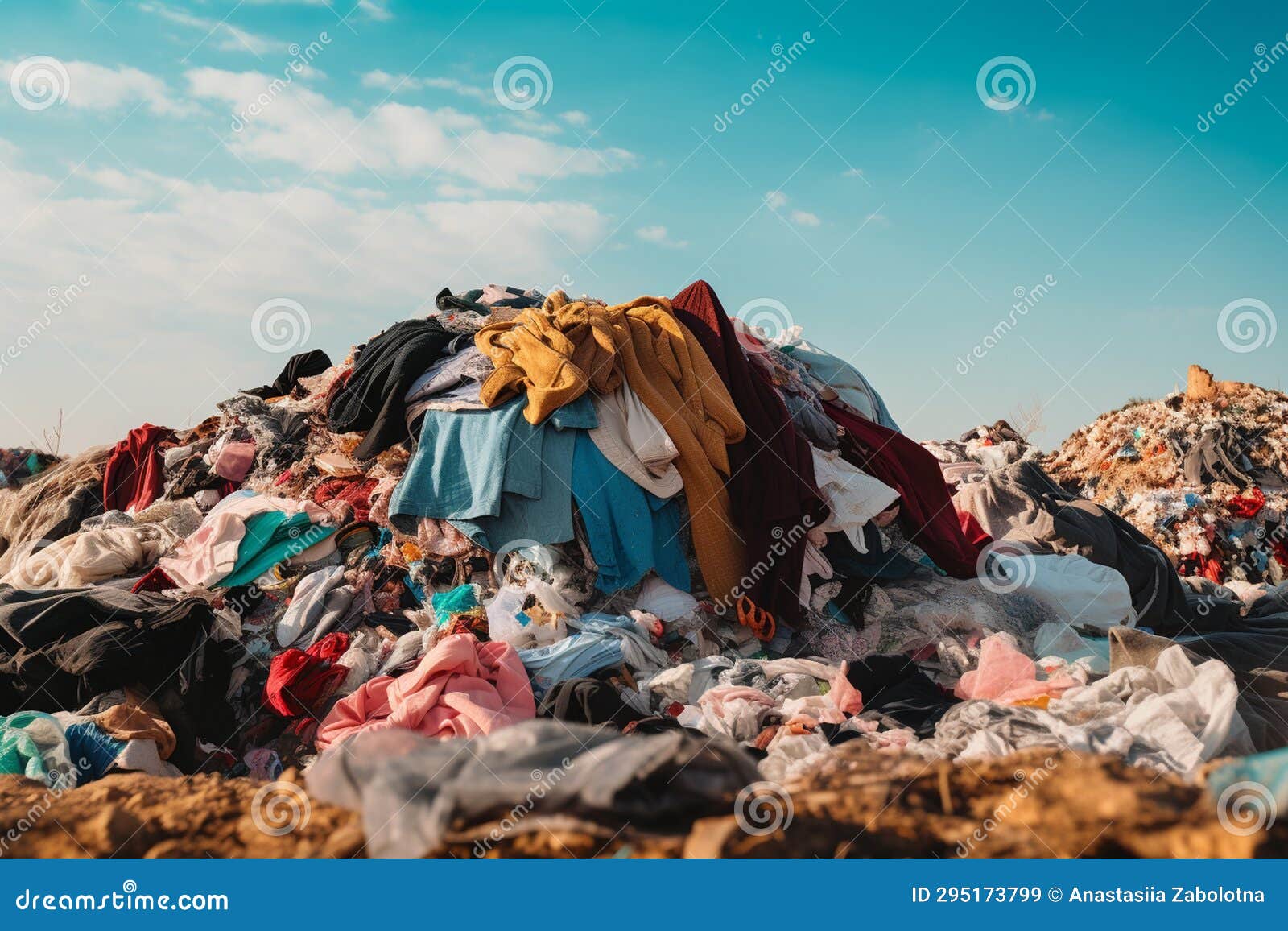Clothes Piled in Landfill stock illustration. Illustration of thrift ...