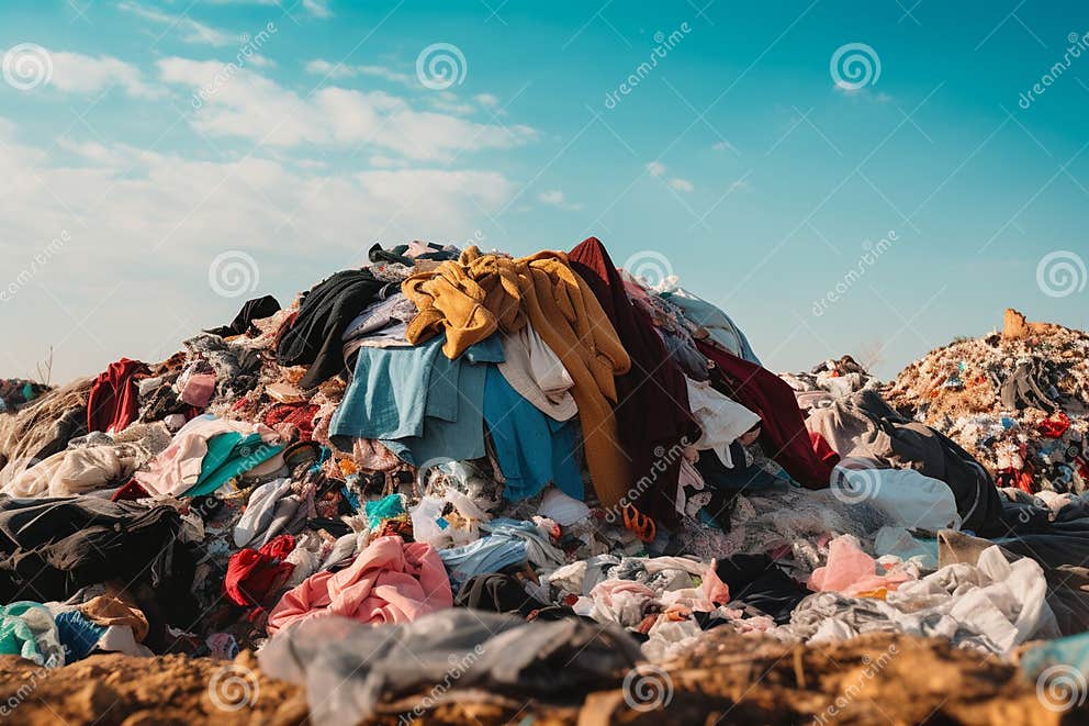 Clothes Piled in Landfill stock illustration. Illustration of thrift ...