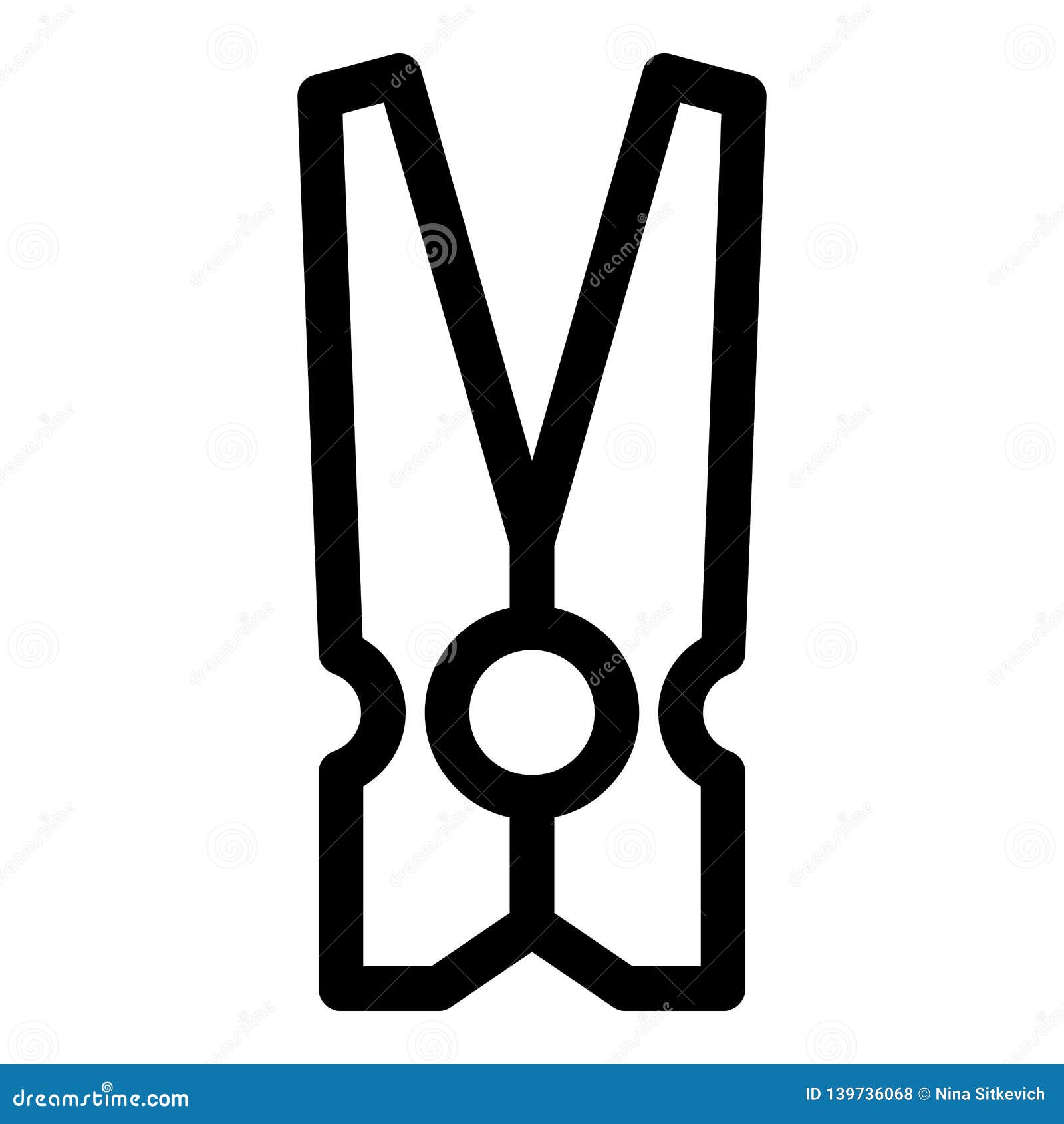 Clothes Pin Icon, Outline Style Stock Vector - Illustration of plastic ...