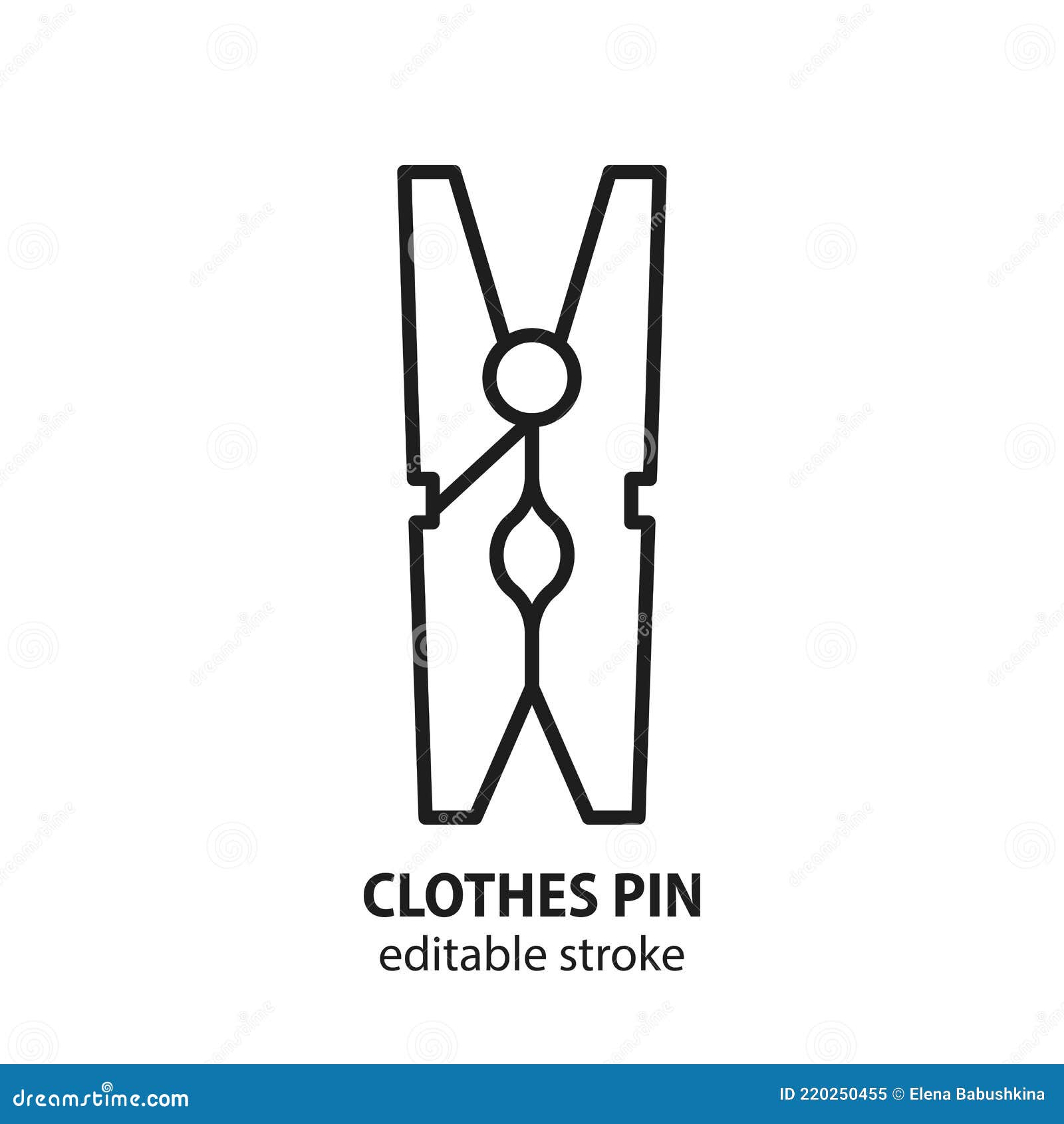 Clothes Pin Line Icon. Laundry Symbol Stock Vector - Illustration of ...