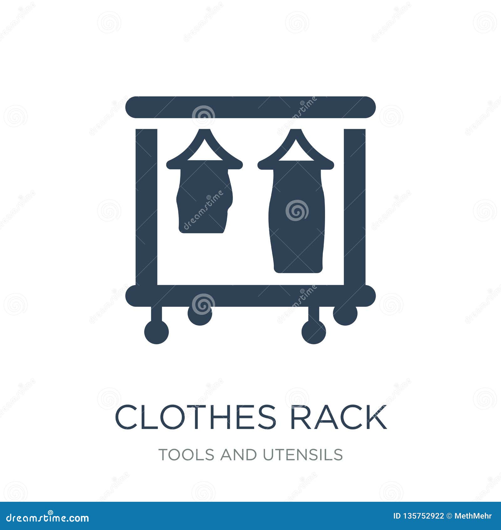Clothes Rack Icon in Trendy Design Style. Clothes Rack Icon Isolated on ...