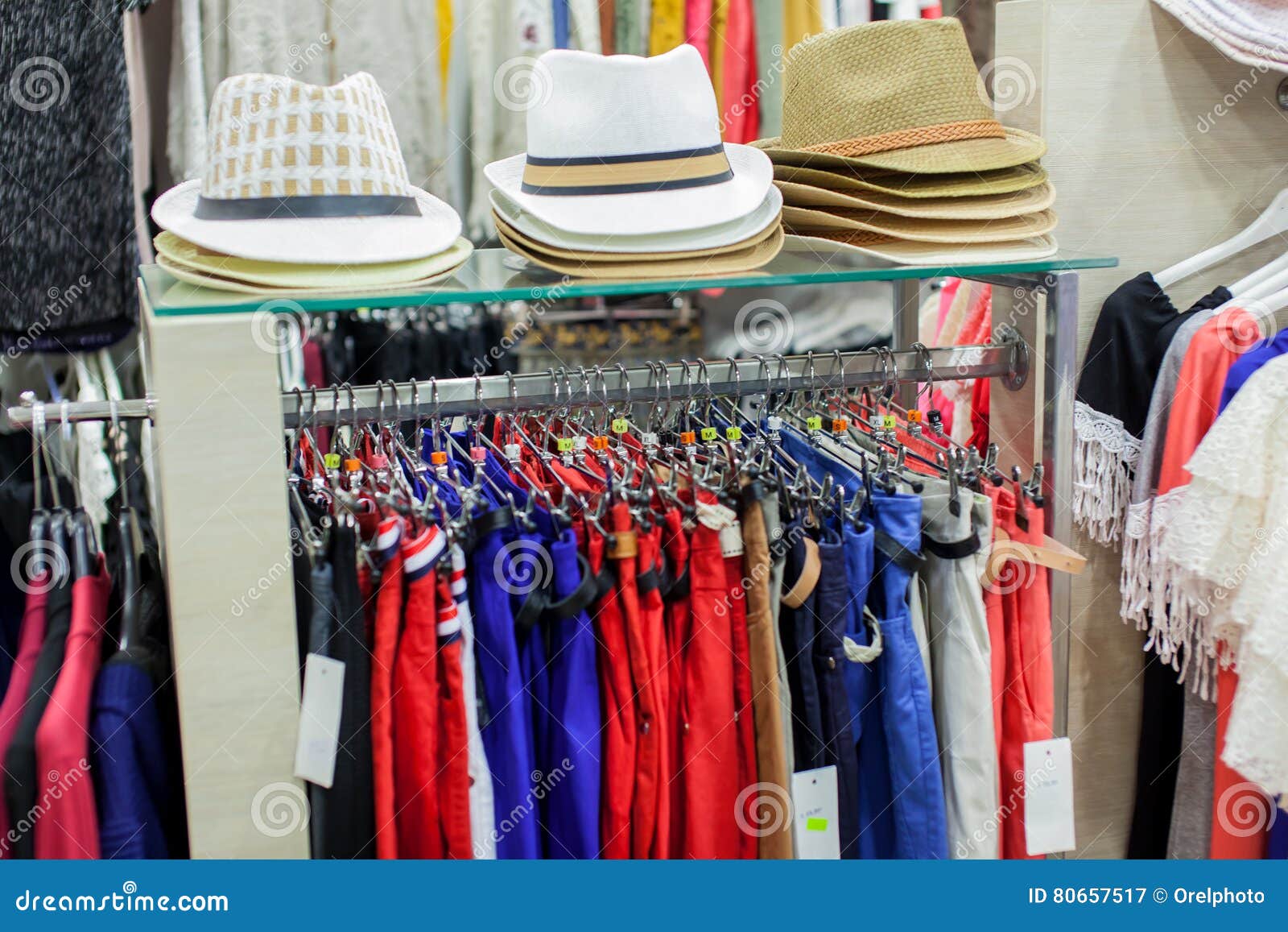 Clothes on Rail in Clothing Store Stock Image - Image of retail, mall ...
