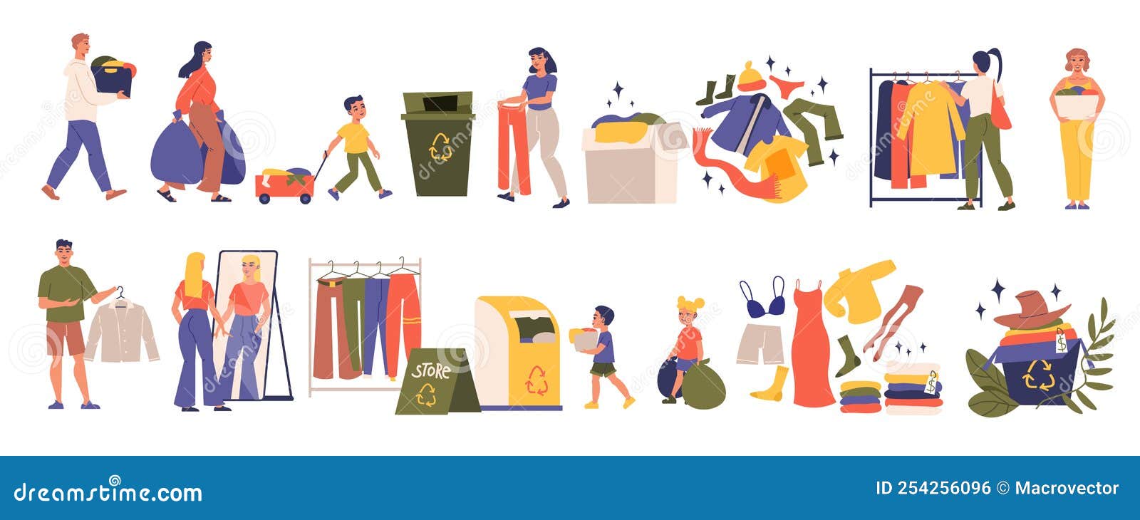 Clothes Recycling Set stock vector. Illustration of symbol - 254256096