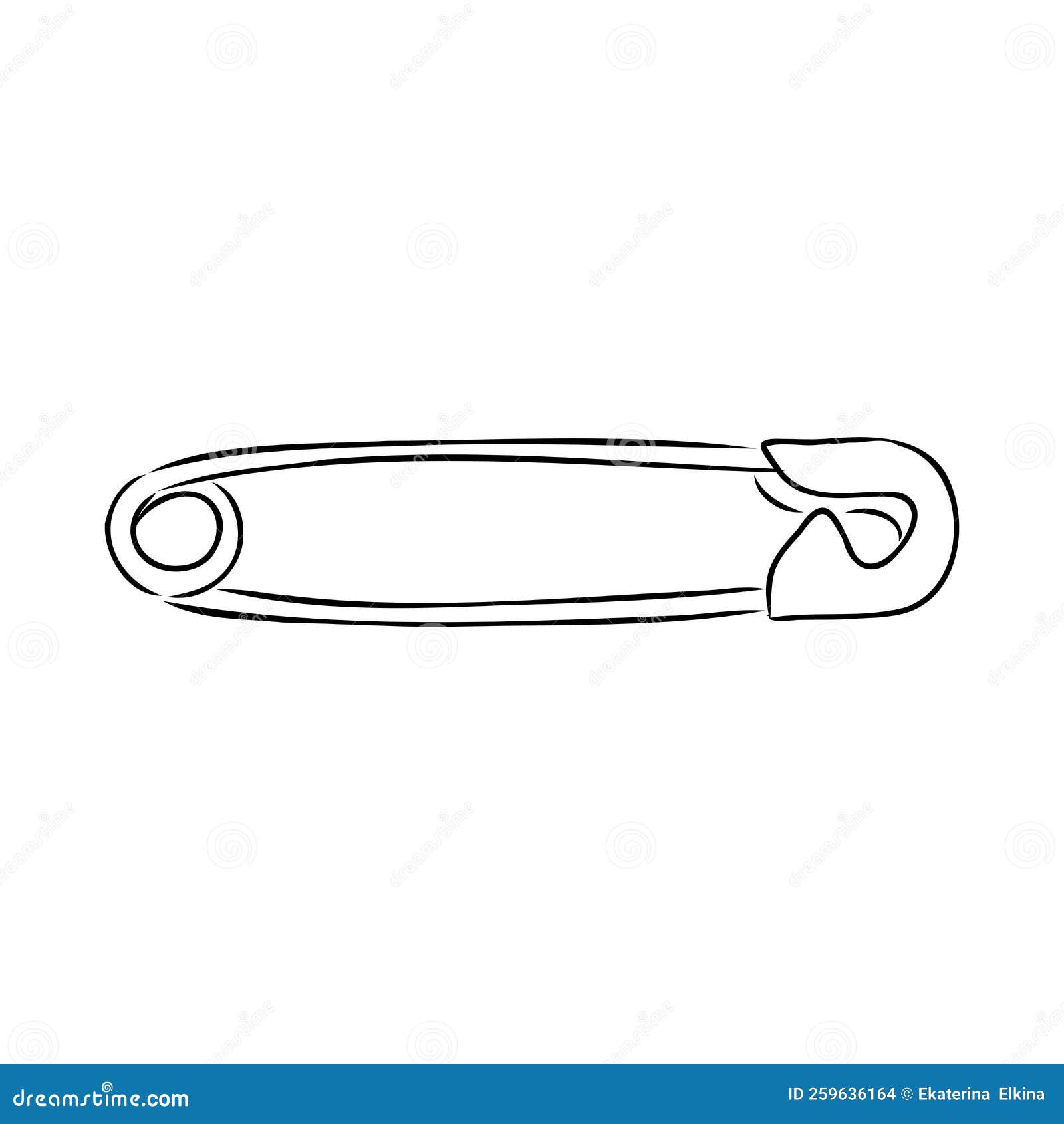 Clothes Safety Pin Hand Drawn Vector Illustration on White Background ...