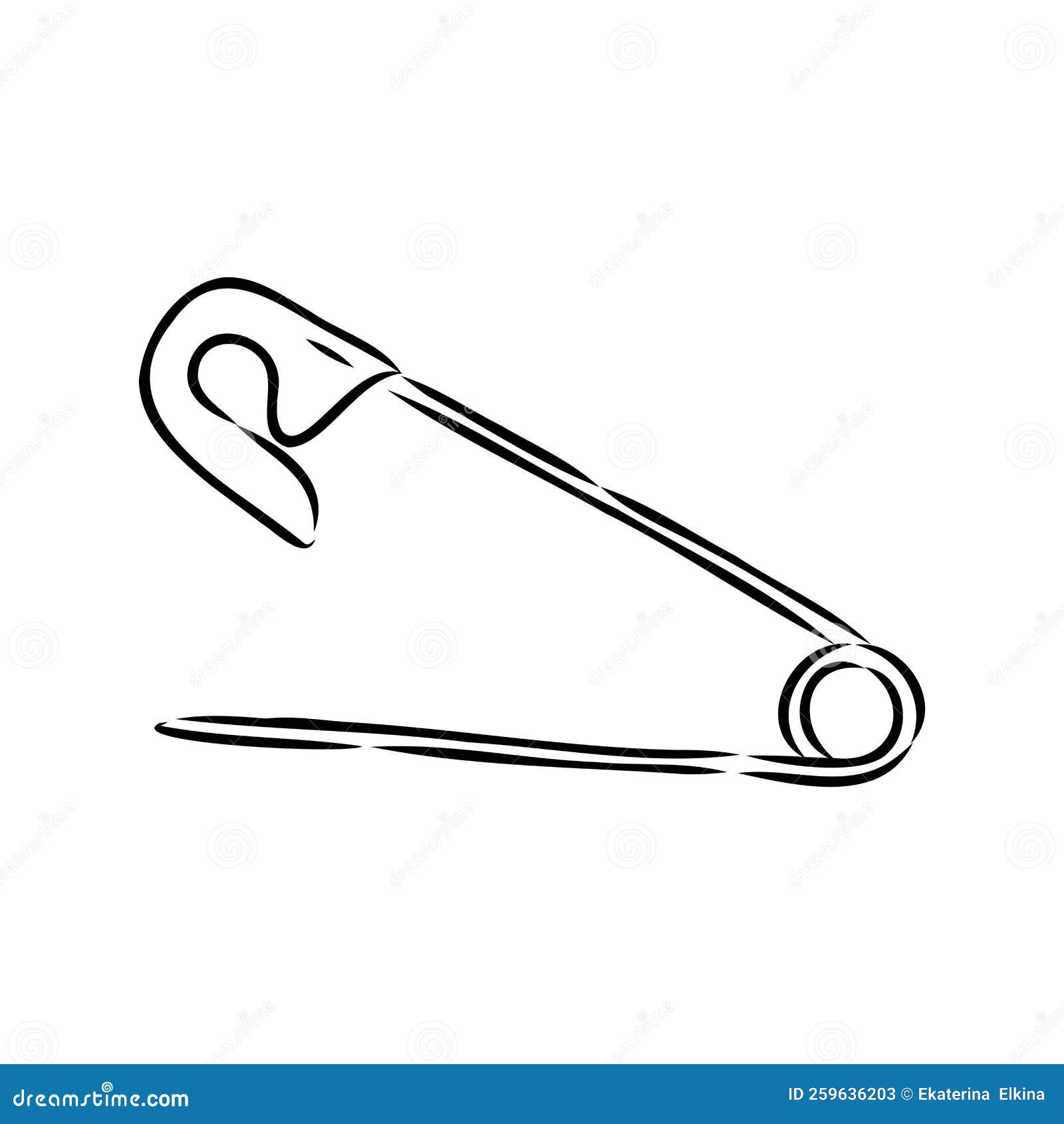 Clothes Safety Pin Hand Drawn Vector Illustration on White Background ...