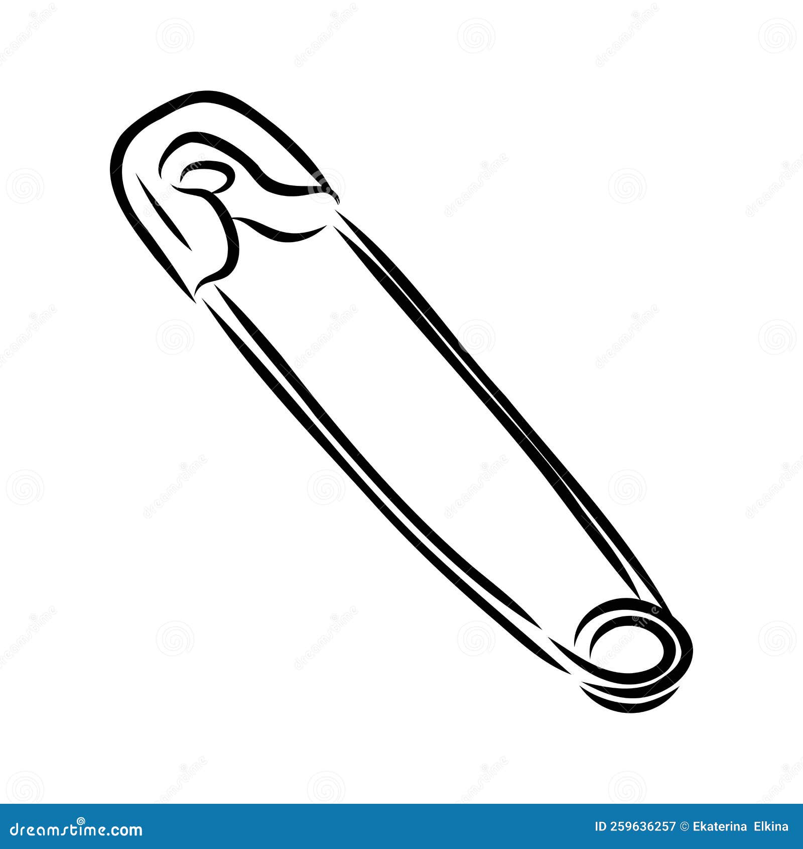 Clothes Safety Pin Hand Drawn Vector Illustration on White Background ...