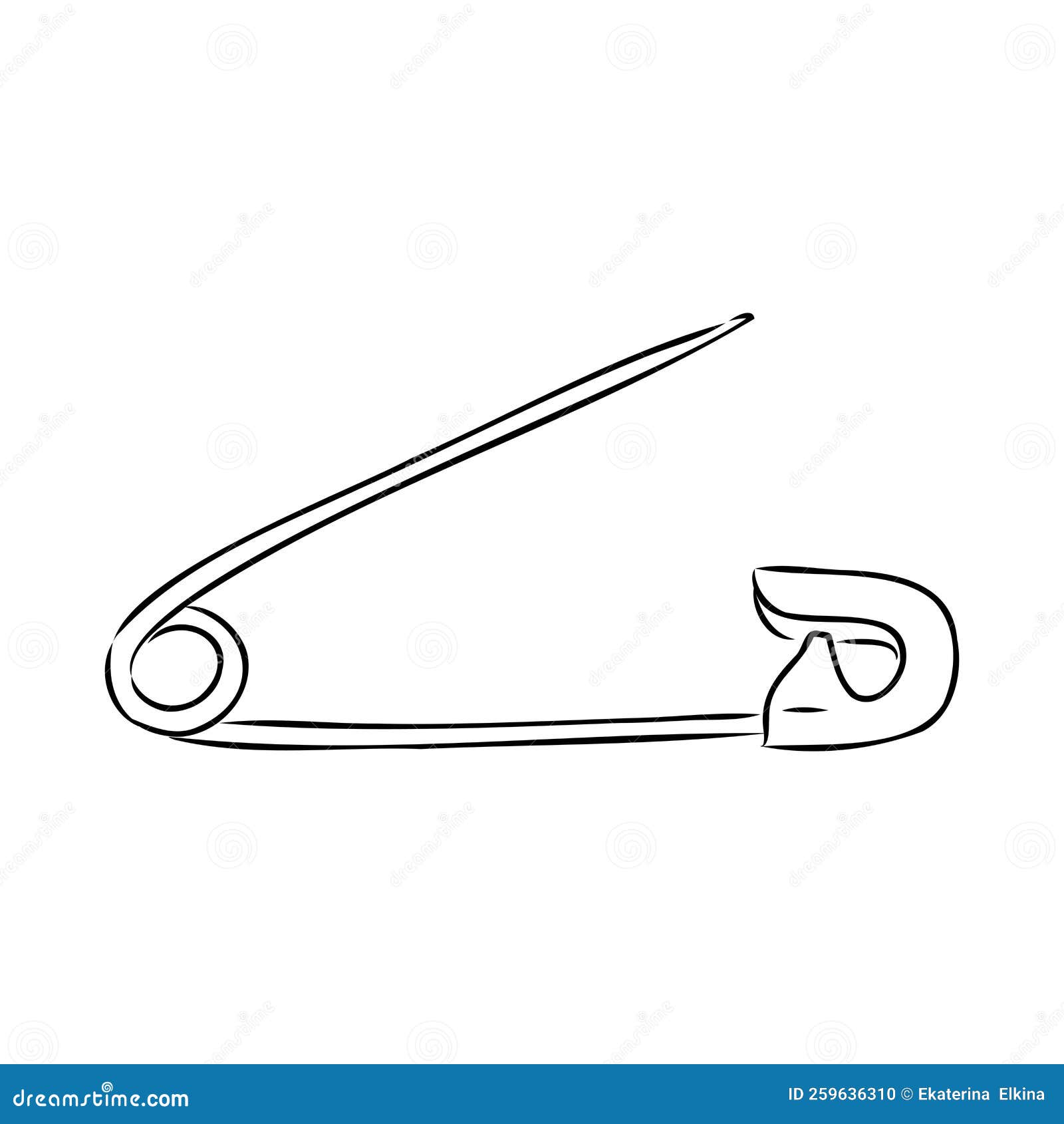 Clothes Safety Pin Hand Drawn Vector Illustration on White Background ...