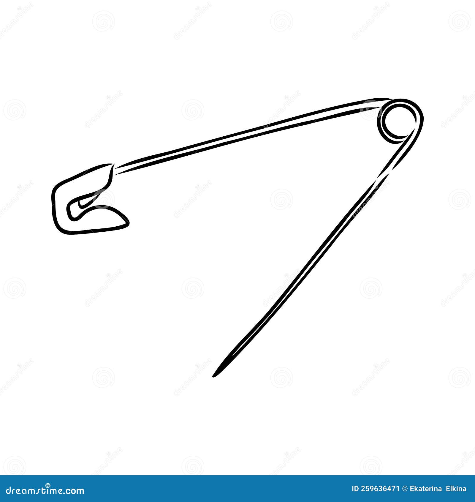 Clothes Safety Pin Hand Drawn Vector Illustration on White Background ...
