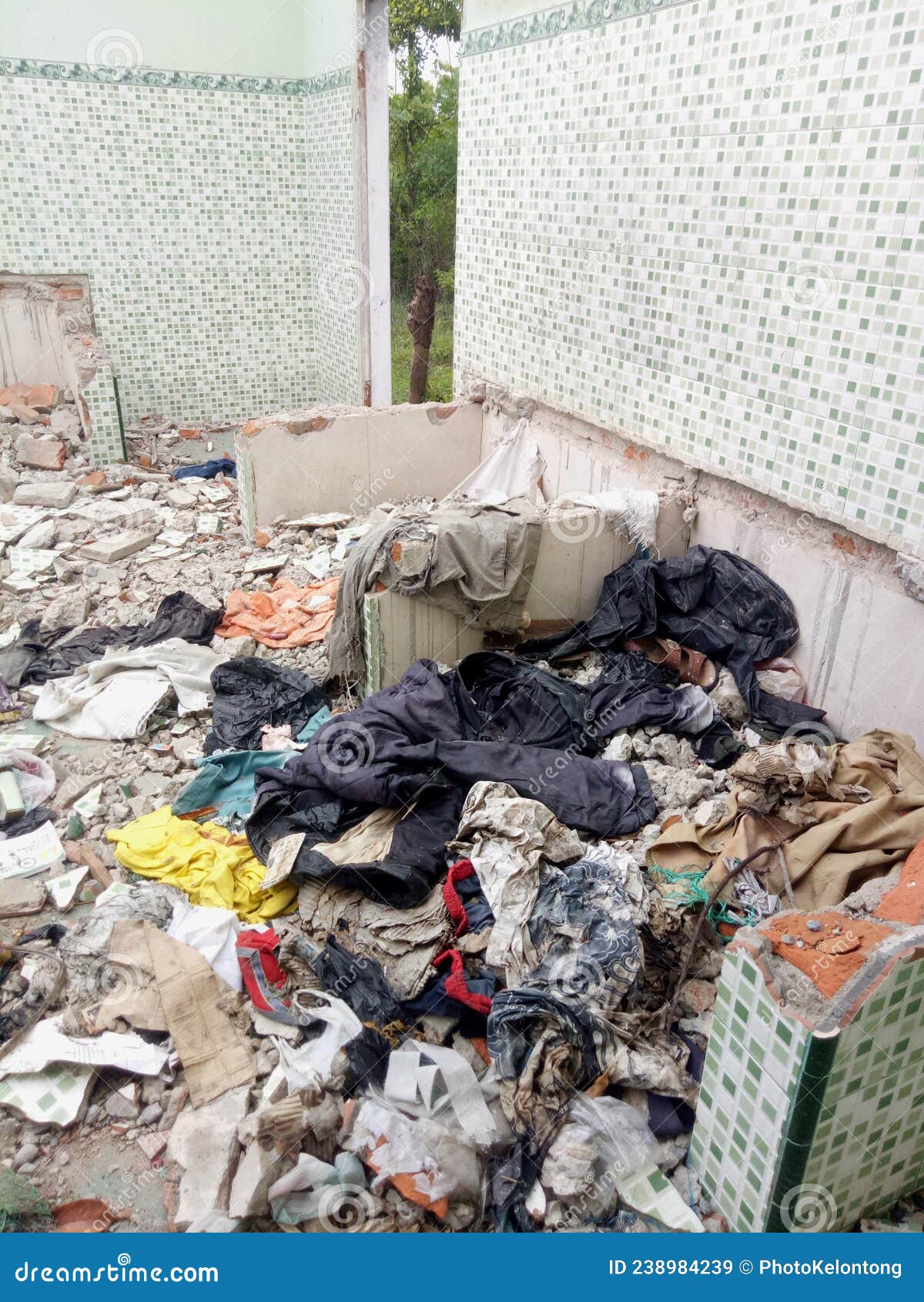 Clothes Scattered in the House that Was Destroyed by the Earthquake ...