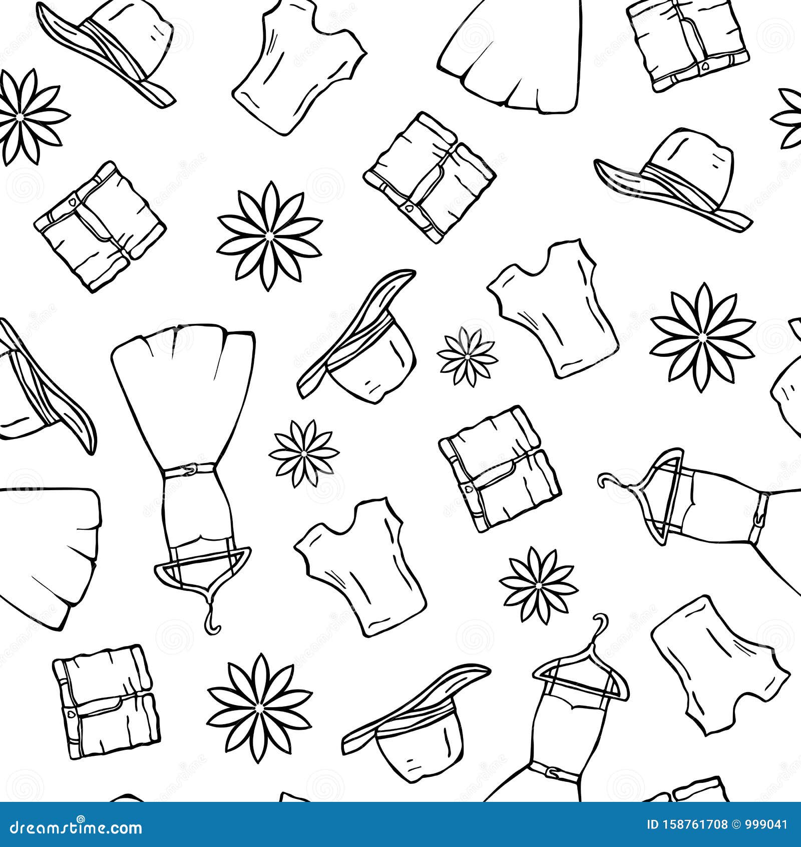 Clothes Seamless Pattern. Eps10 Vector Illustration. Hand Drawing Stock ...
