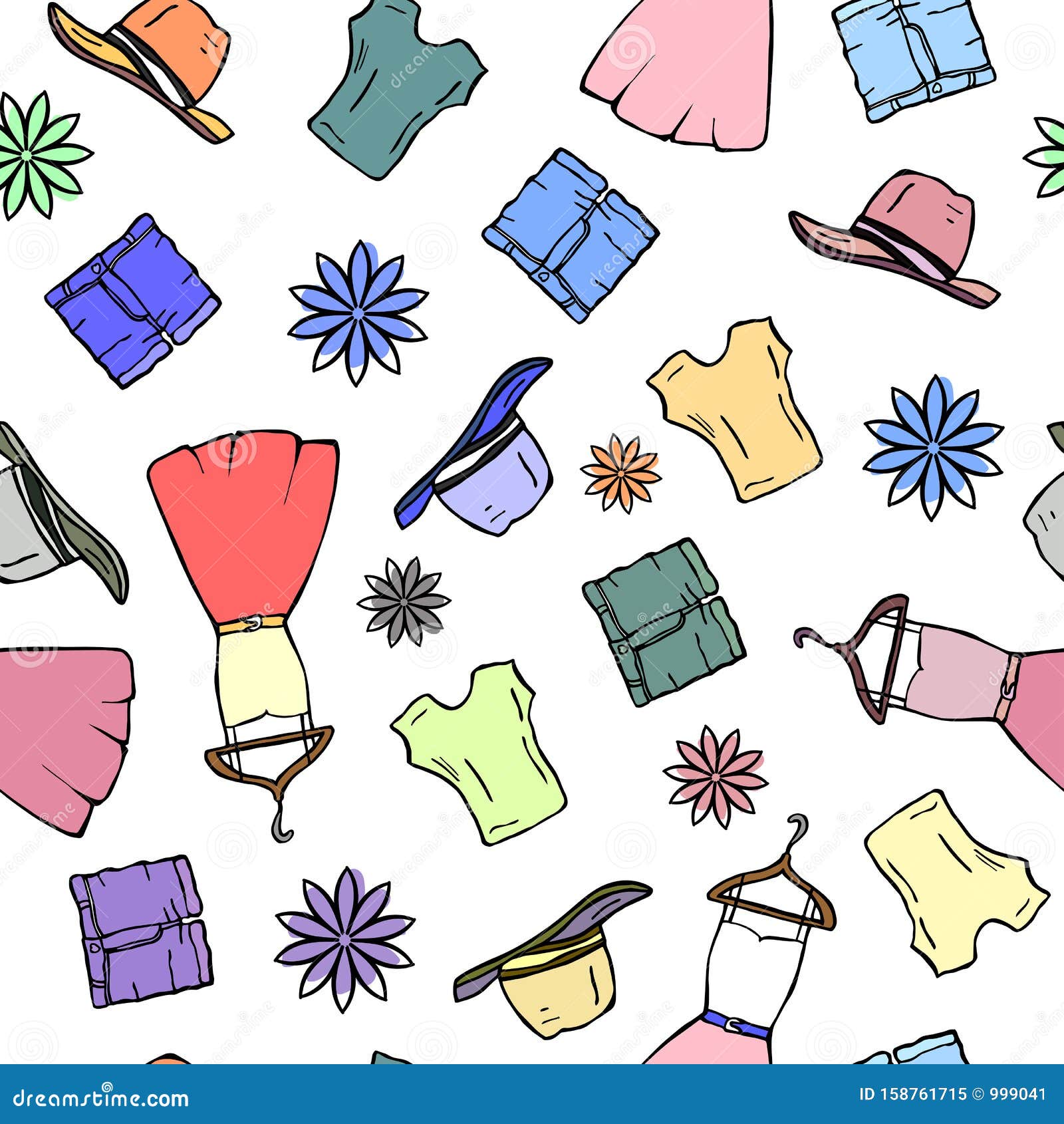Clothes Seamless Pattern. Eps10 Vector Illustration. Hand Drawing Stock ...