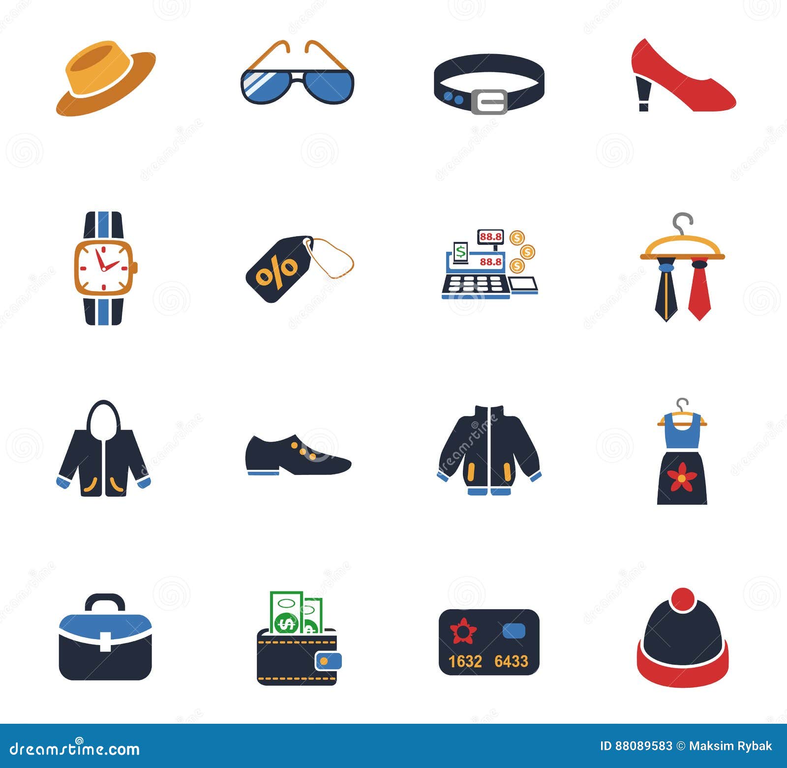 Clothes shop icon set stock vector. Illustration of icon - 88089583