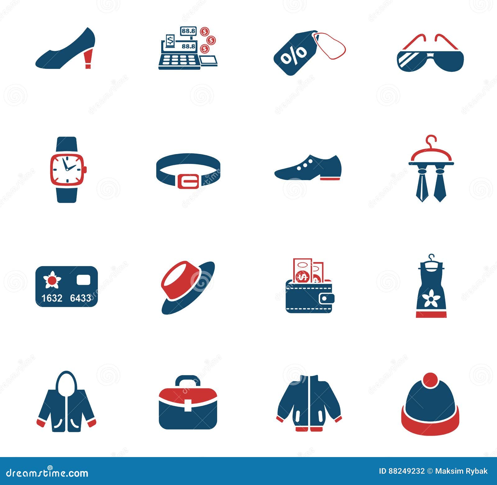 Clothes shop icon set stock vector. Illustration of socks - 88249232