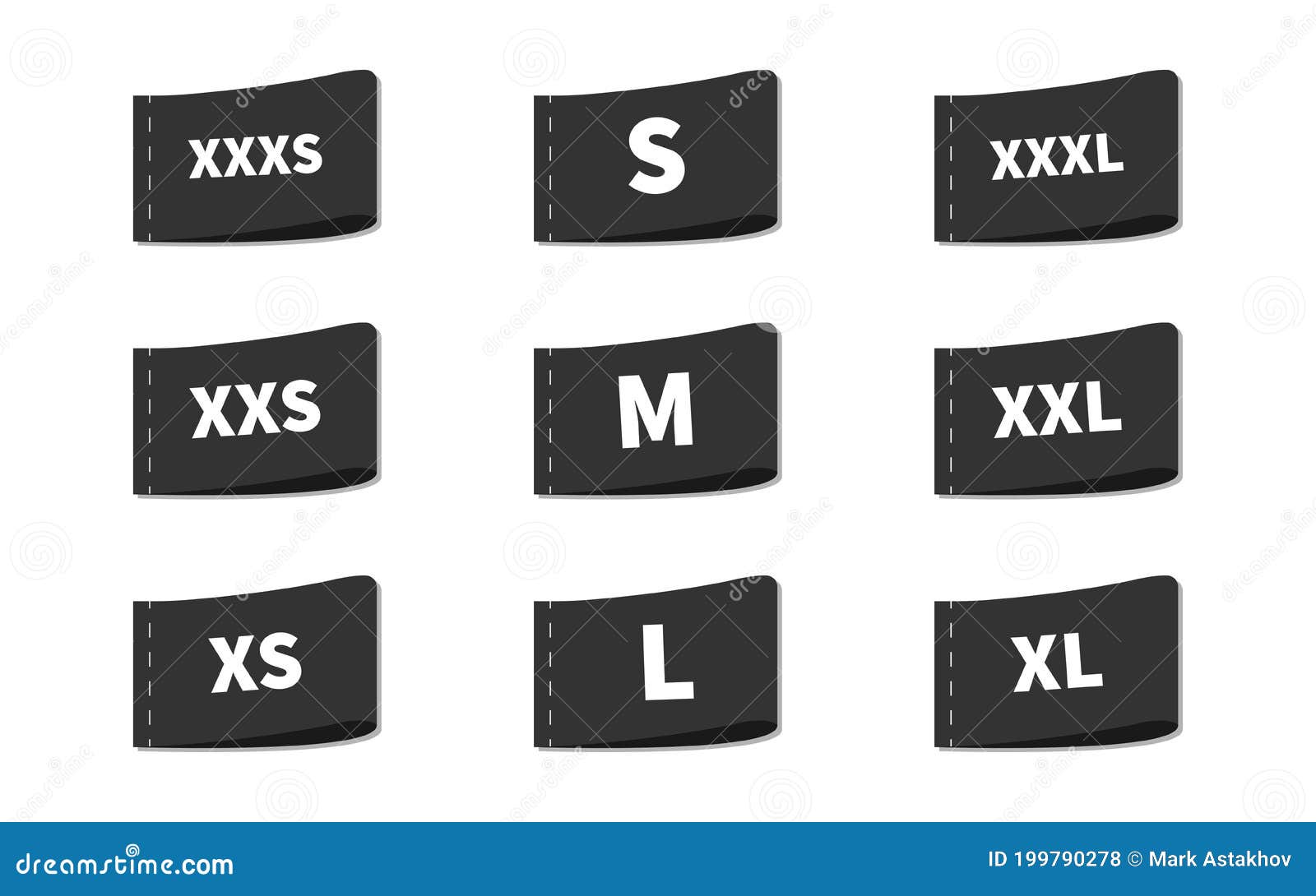 Clothes Size Tags Collection. Vector Dimension Information Flat Set ...