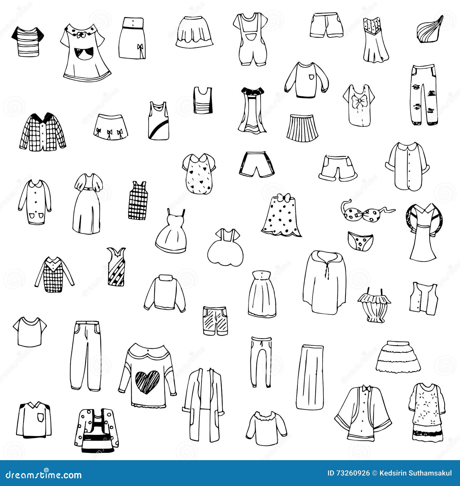 Clothes Sketch Vector Set Of Free Hand Drawing | CartoonDealer.com ...