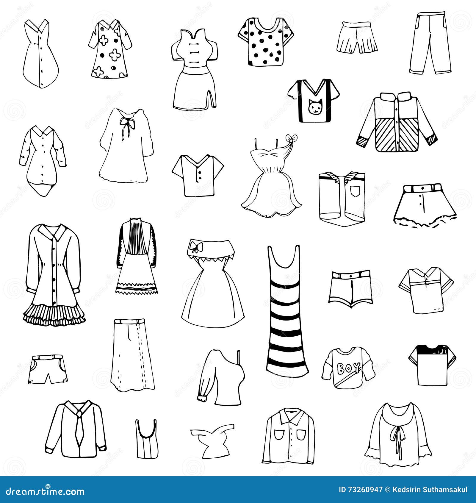 Clothes Sketch Vector Set of Free Hand Drawing Stock Vector ...